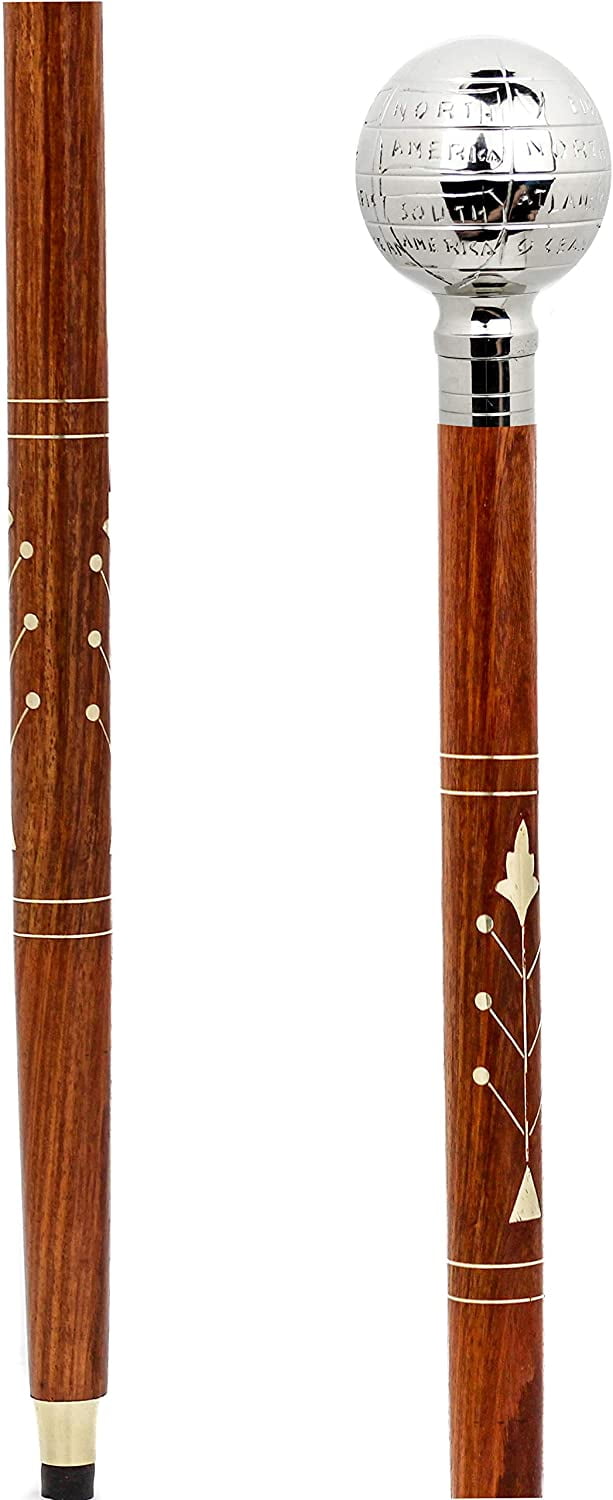 Deluxe Walking Sticks | Rosewood Crafted Cane with Solid Brass Chrome ...