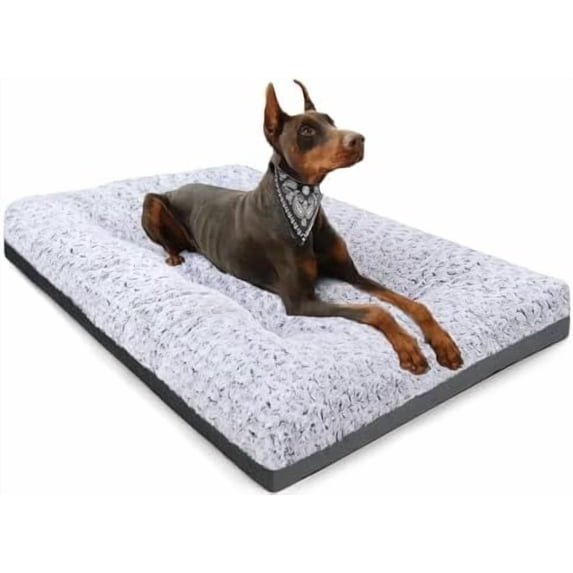 Deluxe Washable Dog Bed for Large Dogs Dog Crate Mat 35 Inch Comfy ...