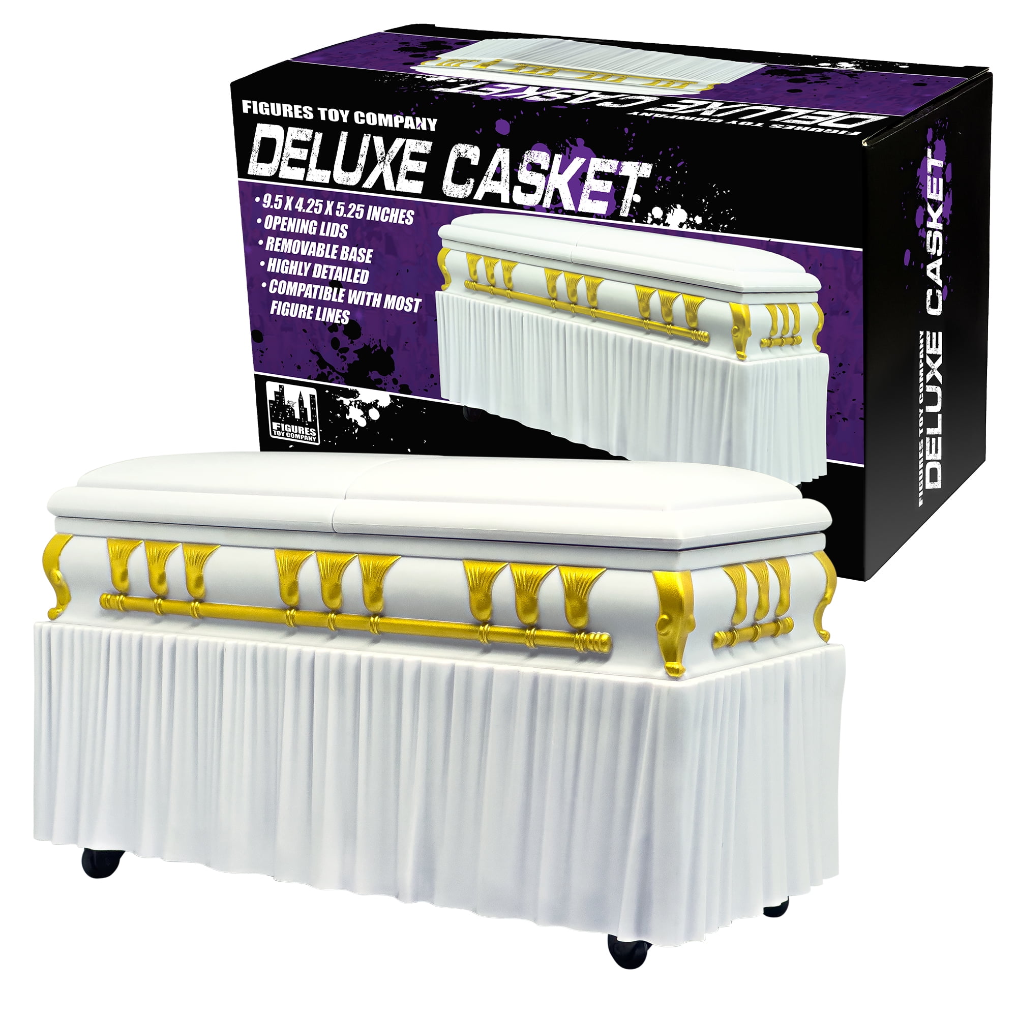 Deluxe White Casket for WWE & AEW Wrestling Action Figures with ...
