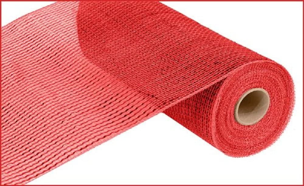 Deluxe Wide Foil Poly Deco Mesh, 10 Inches x 10 Yards Red with Red Foil ...