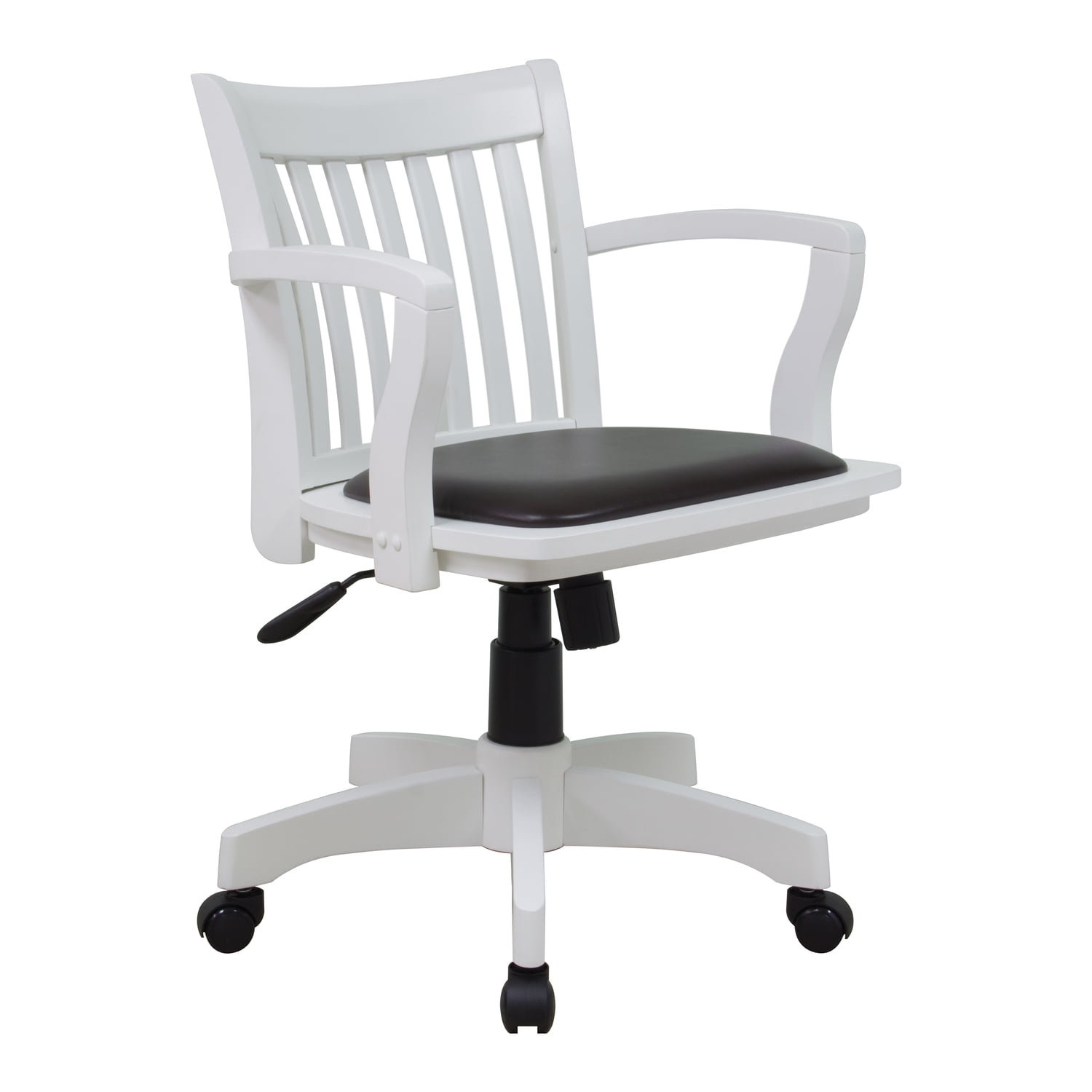 Deluxe Wood Bankers Chair with Vinyl Padded Seat (Black/Espresso)-Color ...