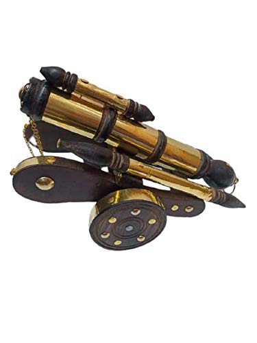 Deluxe Wood Handicrafts Handmade Pure Wood Brass Cannon Tope Decorative ...