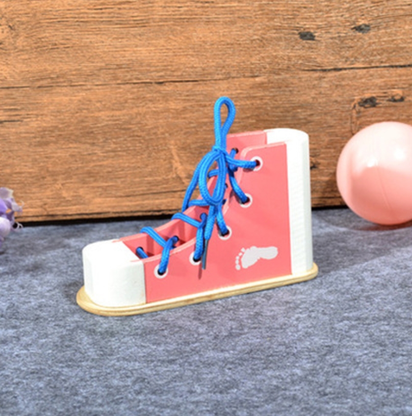Deluxe Wood Lacing Sneaker - Learn to Tie a Shoe Educational Toy - Shoe ...