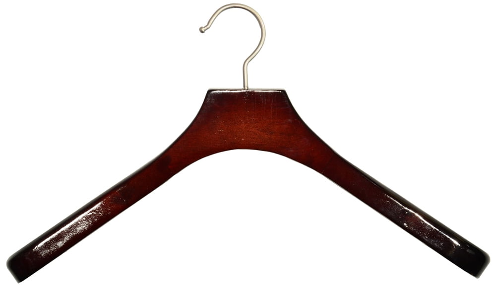 Deluxe Wooden Coat Hanger, Cherry Finish w/ Brushed Swivel Hook, Box of ...