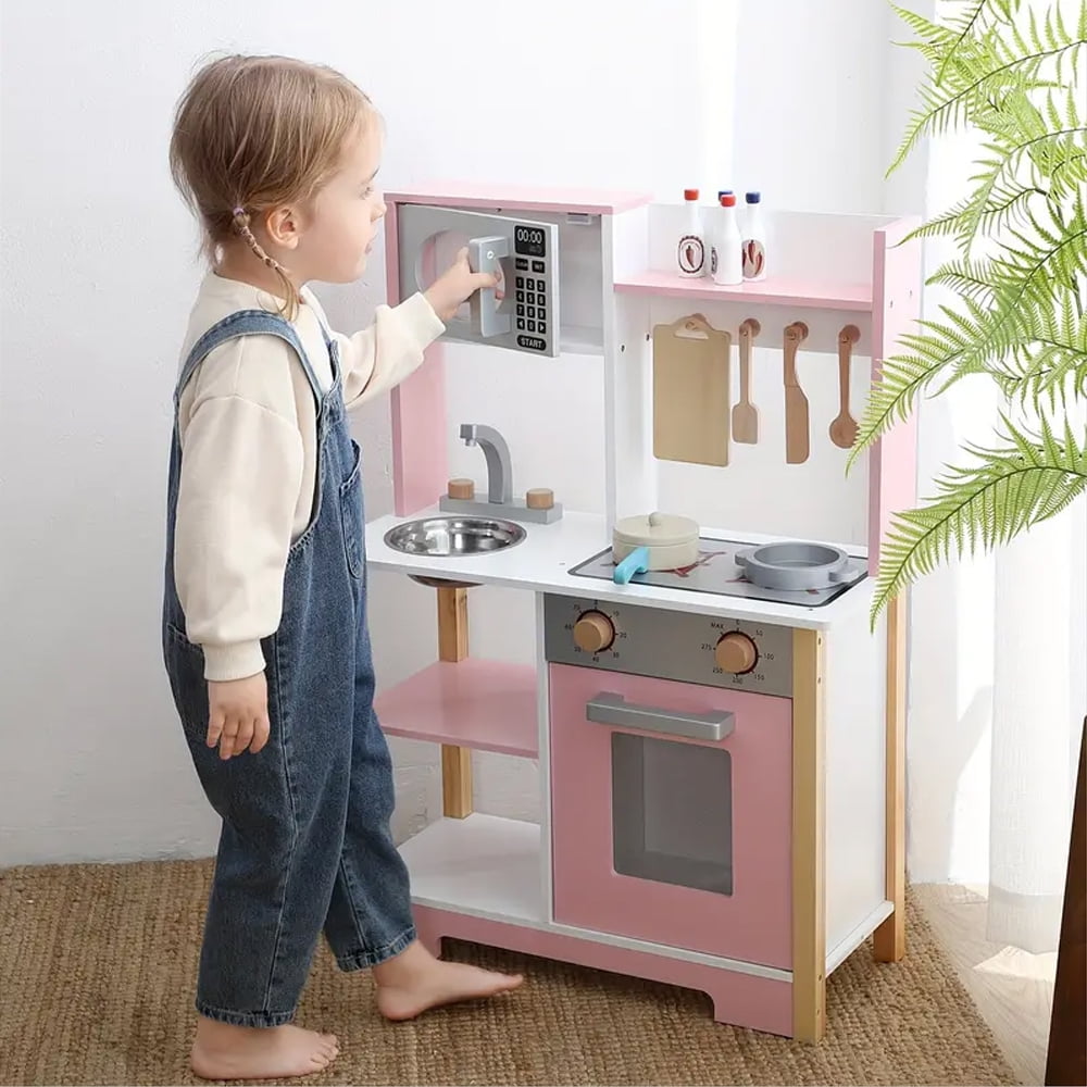 Deluxe Wooden Play Kitchen Set with Utensils - Encourages Imaginative ...