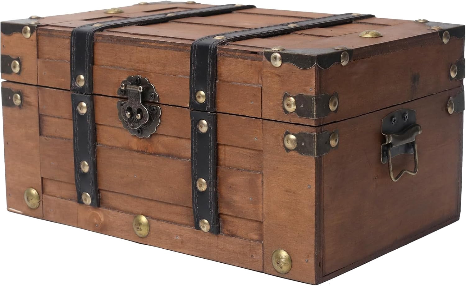 Deluxe Wooden Treasure Chest - 11" x 7.1" x 5.5", Elegant Storage Box ...