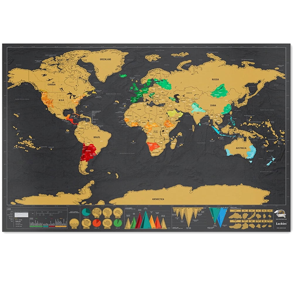 Deluxe World Scratch Maps Wall Art Posters & Prints Art Painting 11 ...