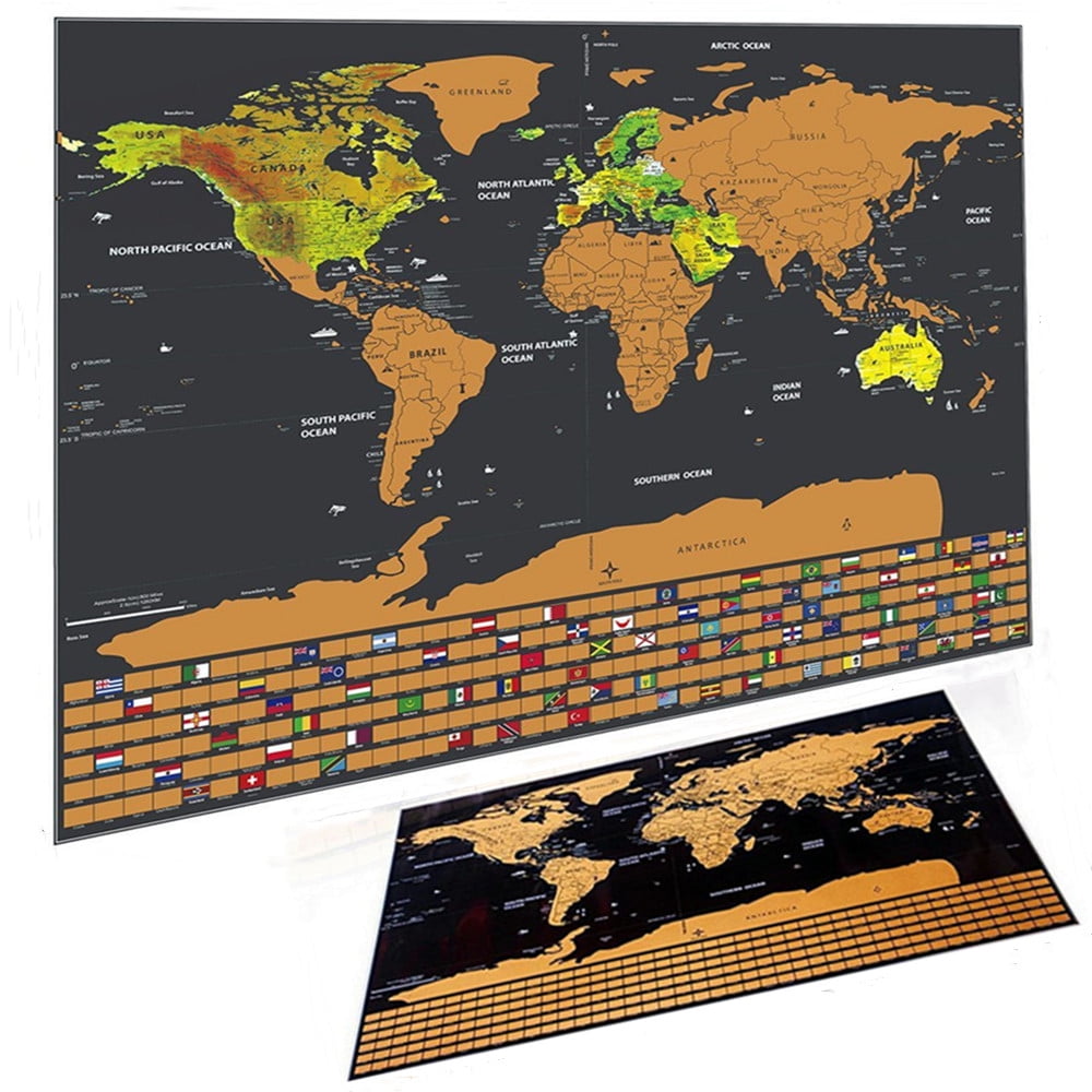 Deluxe World Scratch Maps Wall Art Posters & Prints Art Painting ...