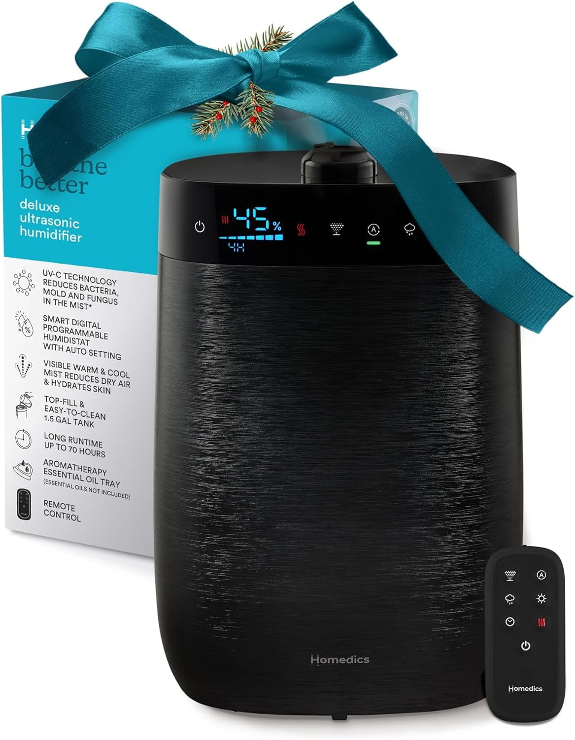 Deluxe sonic Humidifier for Large Rooms, Warm or Cool Mist, UV-C ...