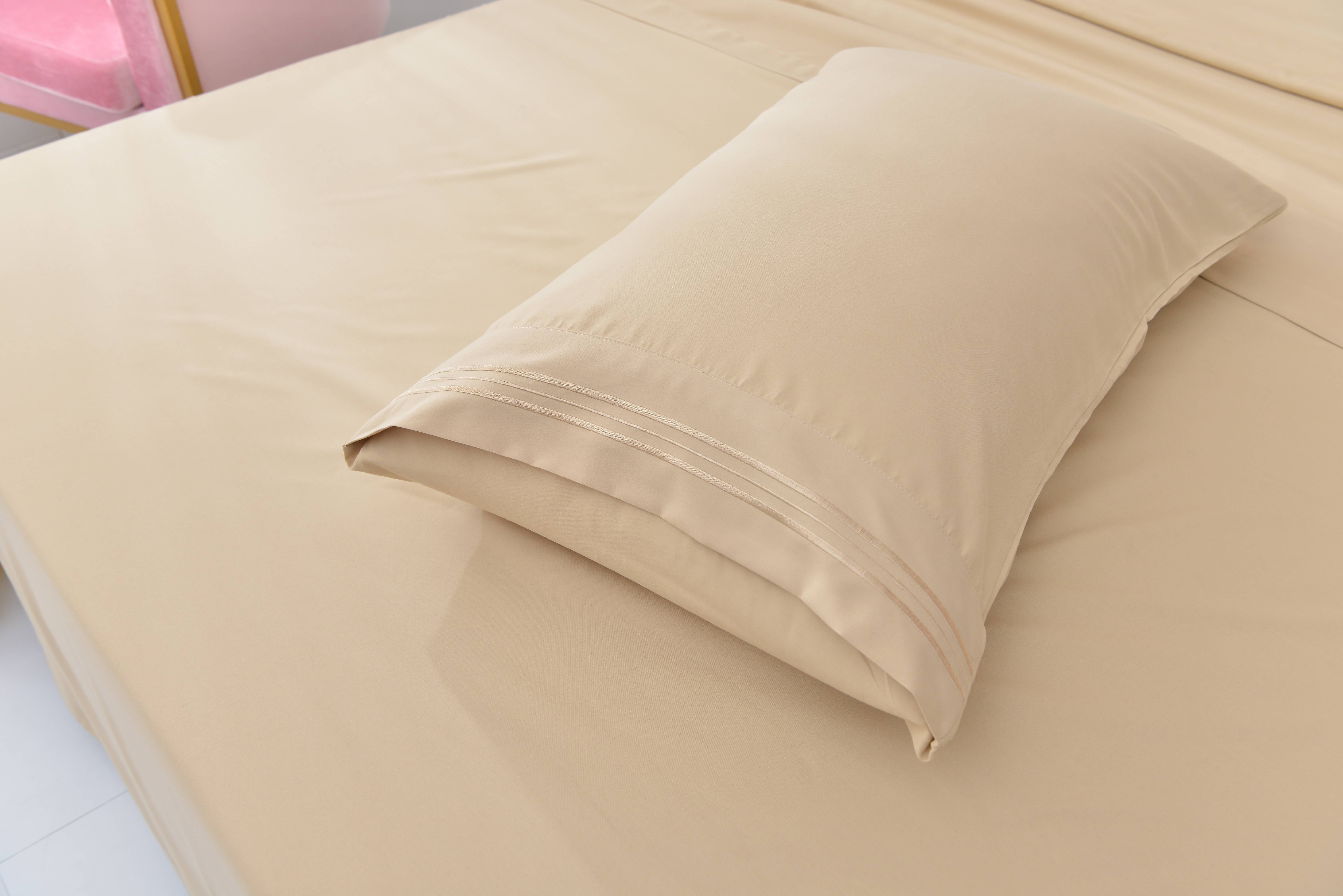 Deluxe2000 Series Soft Bamboo Derived Rayon Sheet Sets-Queen Beige ...