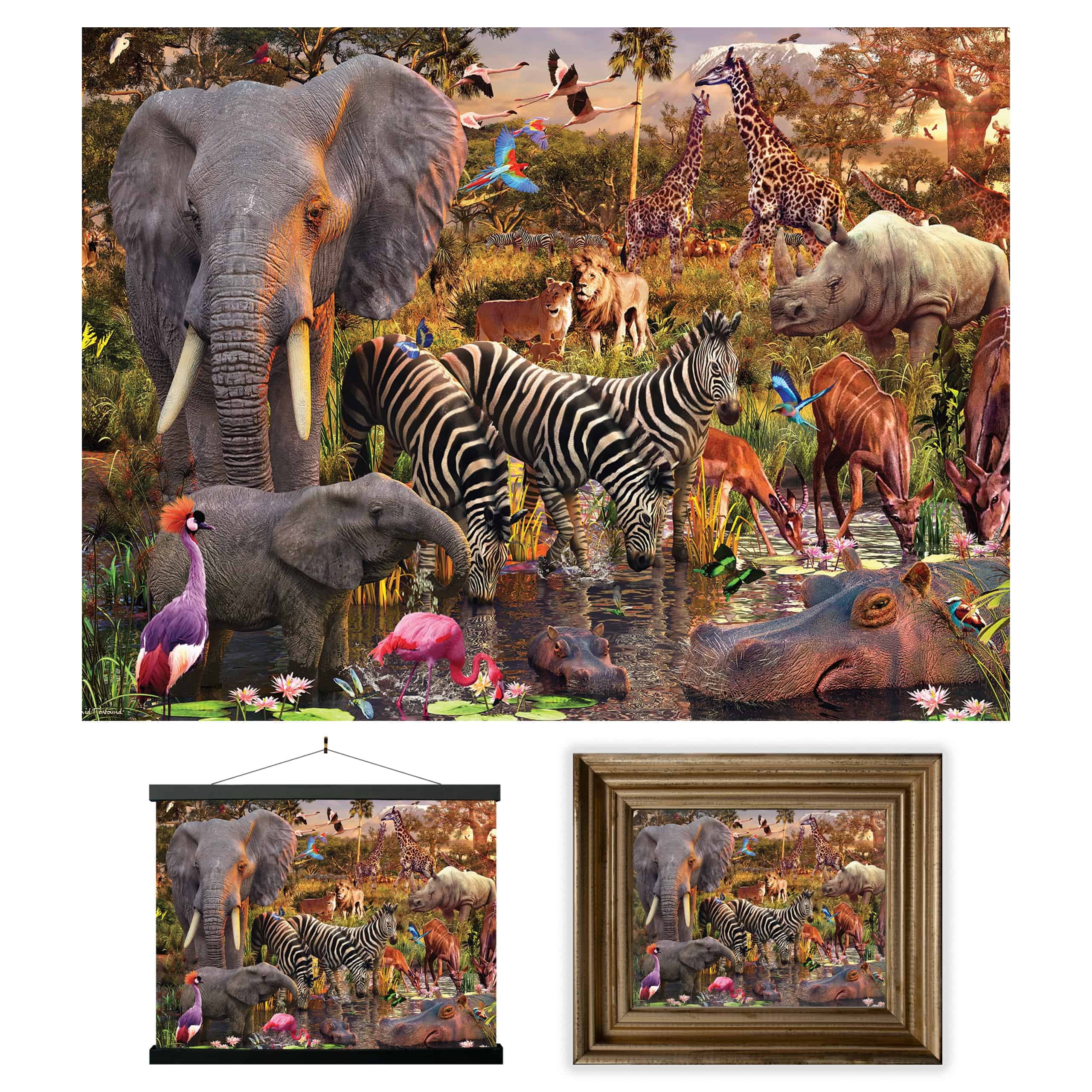 Deluxebase 3D LiveLife Lenticular Wall Art – Waterhole Safari ...