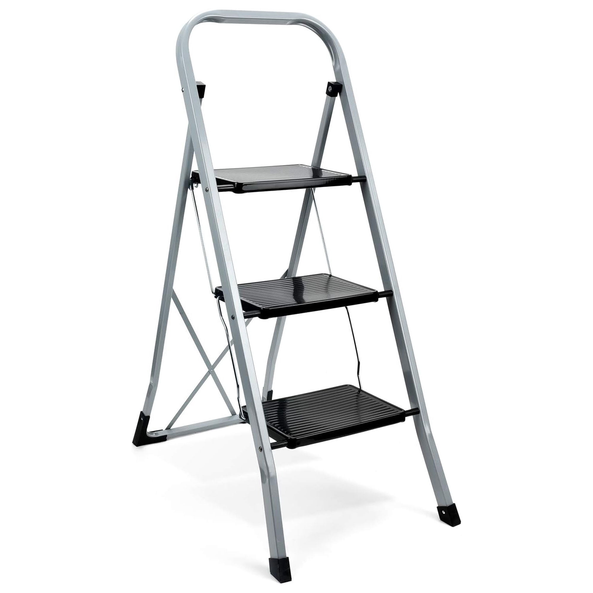 Delxo 3 Step Folding Portable Stool Ladder for Adults with Hand Grip in ...