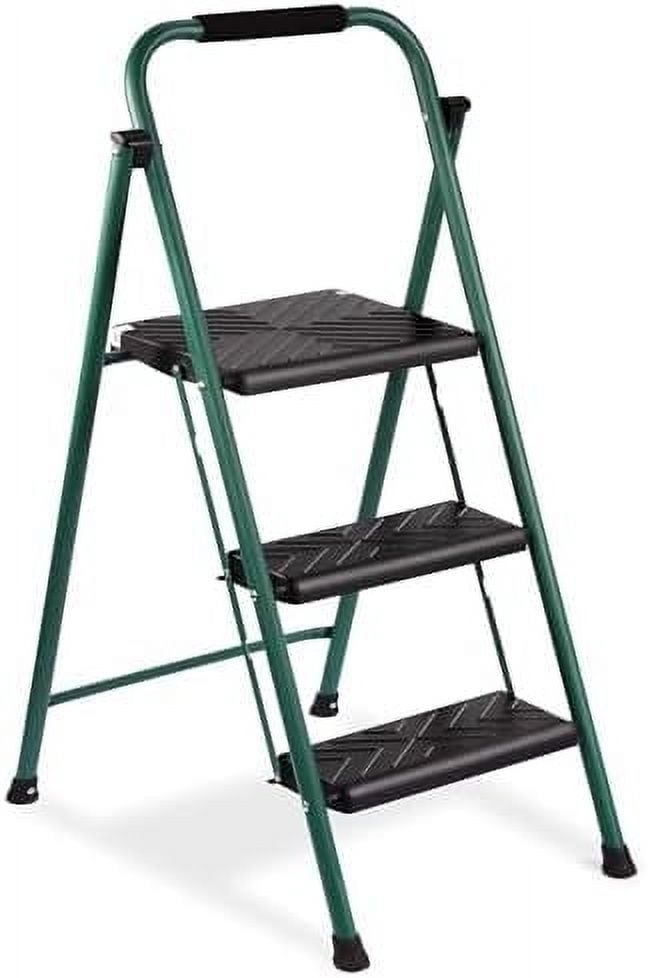 Delxo Non-Slip 3 Step Stool Folding Sturdy Steel Wide Step Ladder with ...