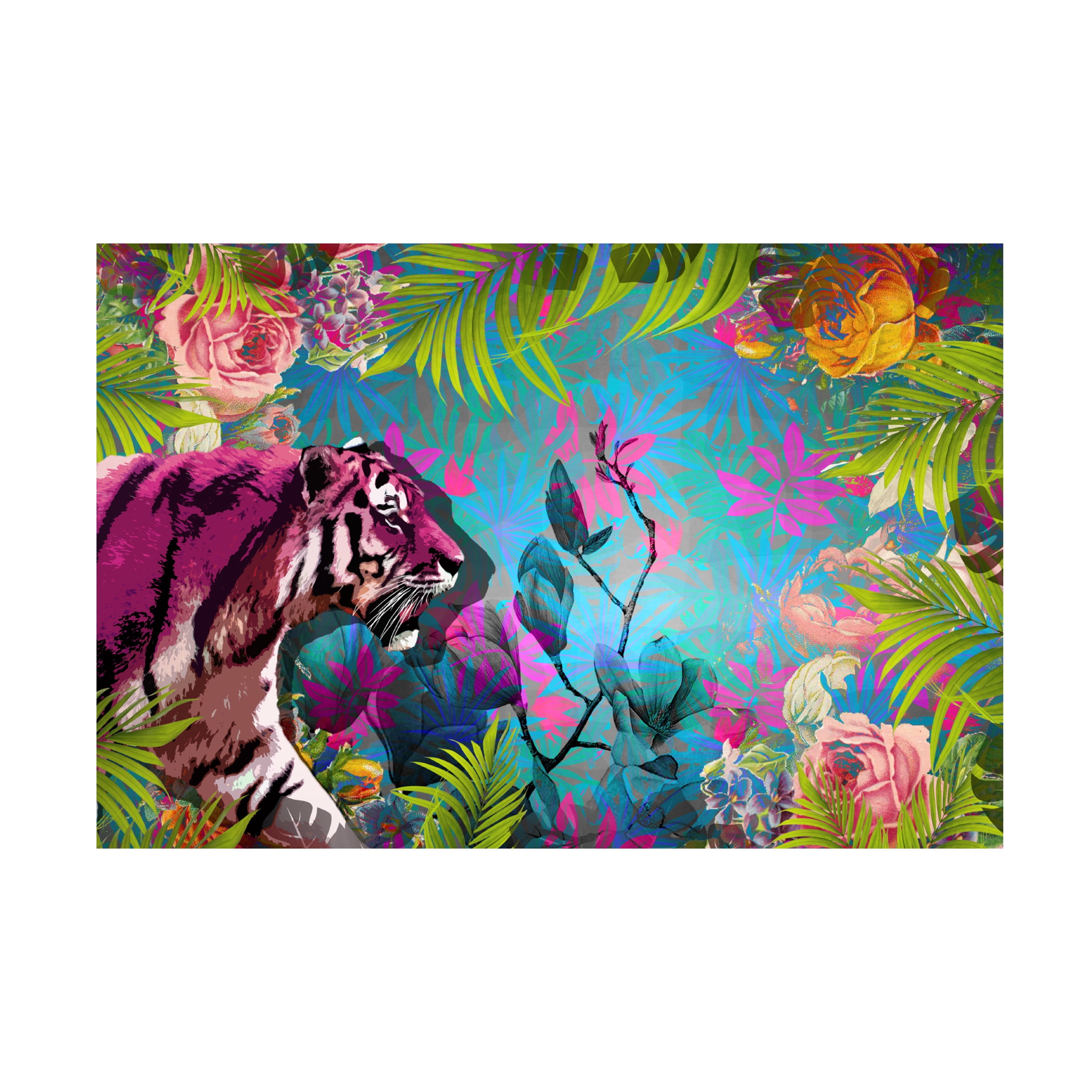 Delyth Angharad 'Pink Tiger Floral' Canvas Art - Walmart.com
