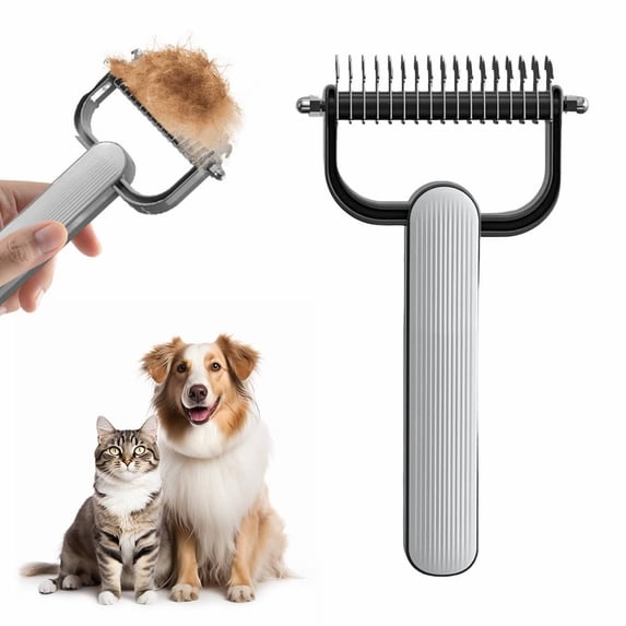 Dematting Comb For Dogs Undercoat Rake for Dogs & Cats, Extra-Wide Dog ...