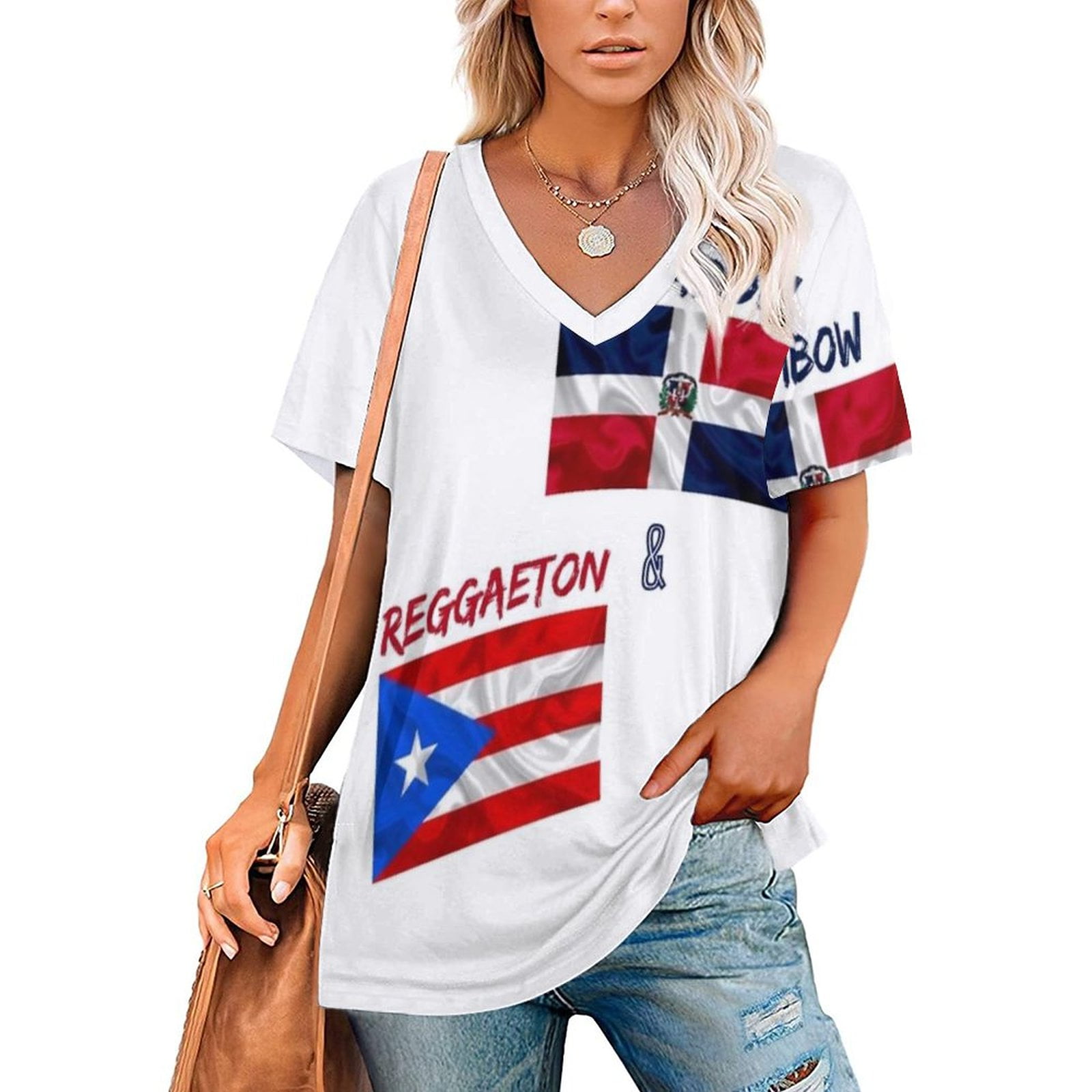 Dembow & Reggaeton Women Zipper Sexy Printed Vintage T Shirts Tops Full Print T-Shirt Dembow ...