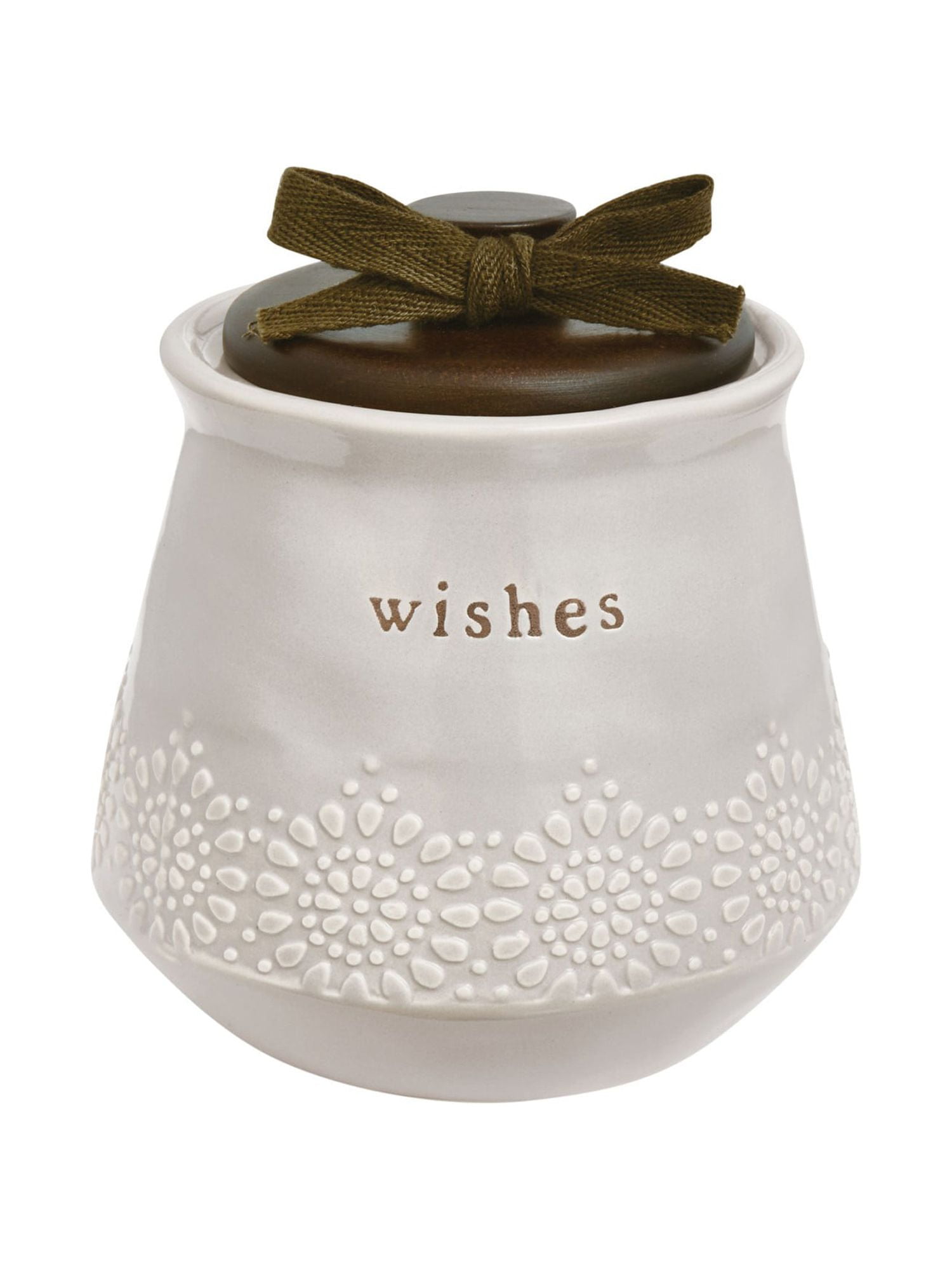 Demdaco Wishes Jar - Stoneware Pot with Wood Lid, Includes Wish Cards ...