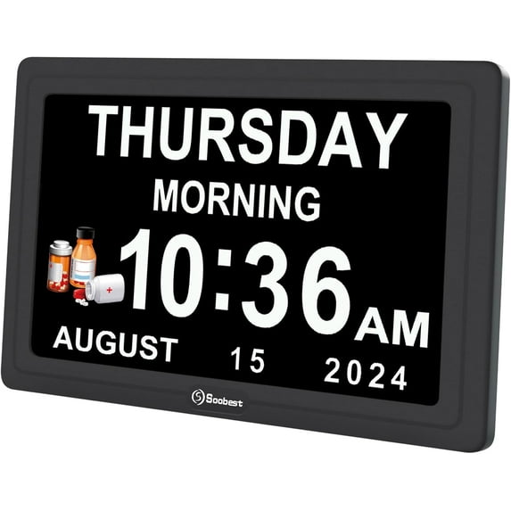 Dementia Digital Clock for Seniors Elderly, 20 Alarm Reminders 3 ...