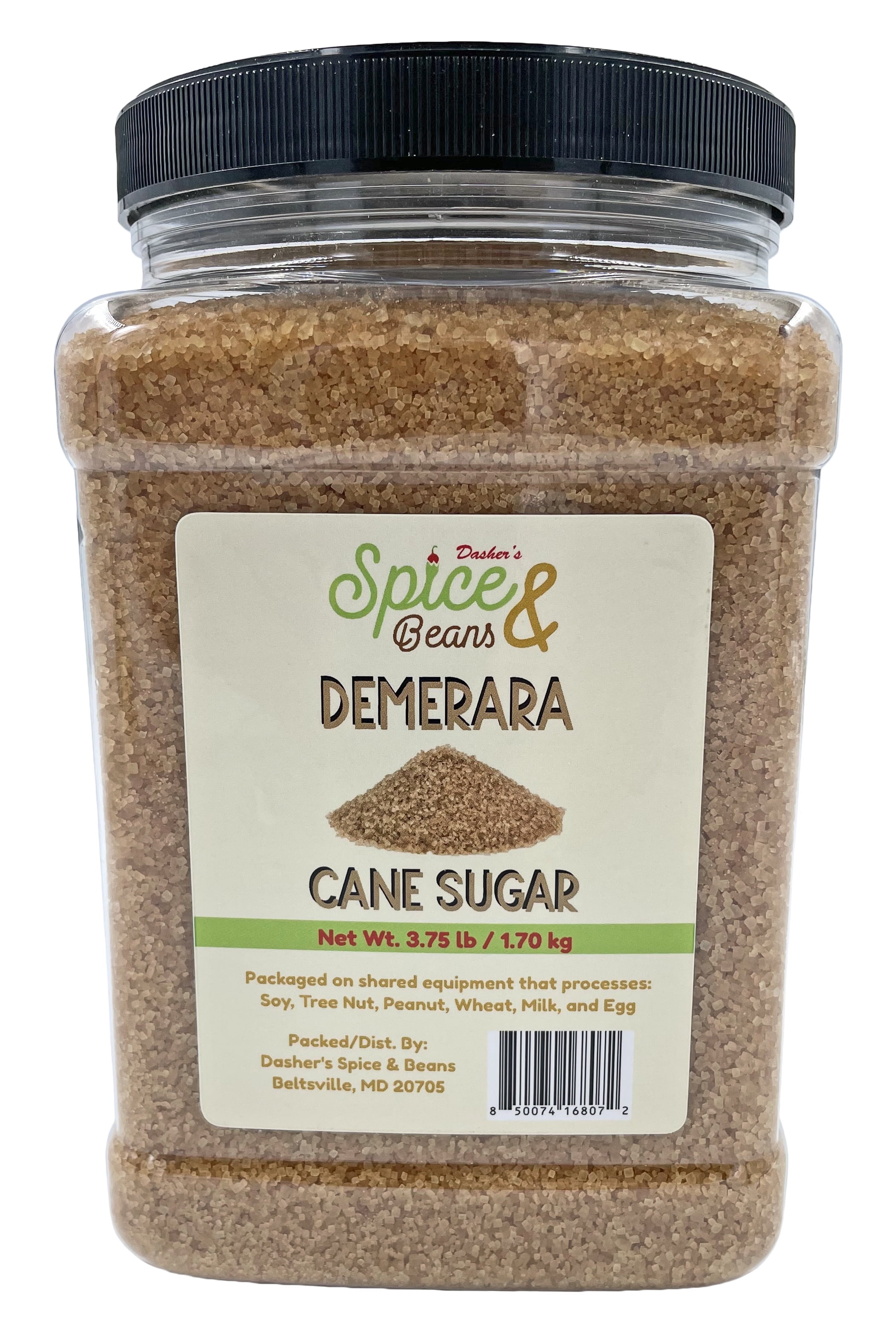 Demerara Cane Sugar | Dasher's Spice & Beans | 3.75 lb Container ...