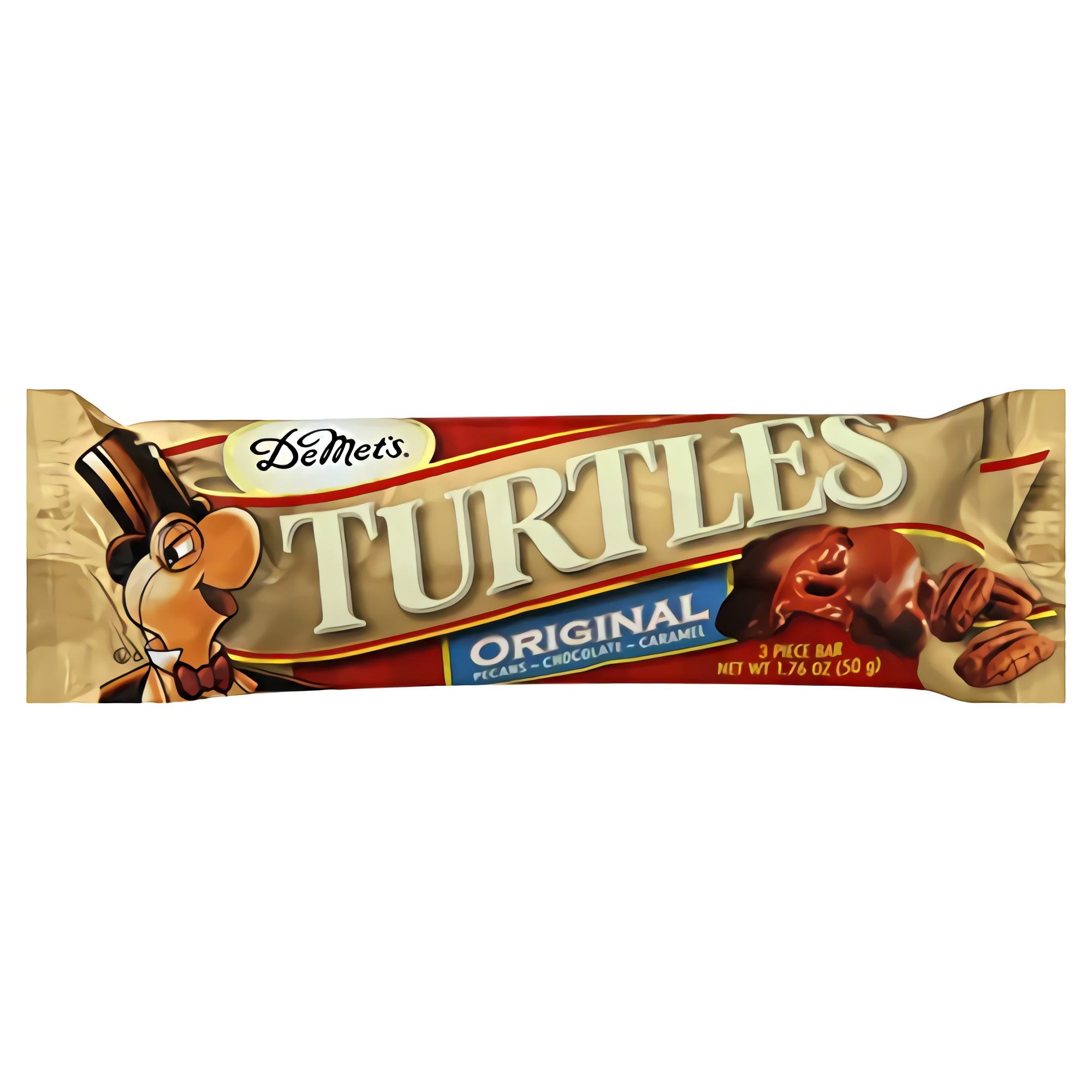 Demet's Original Chocolate Turtles Caramel Cluster 3-piece King Size Bars - 24 Ct. Case ...