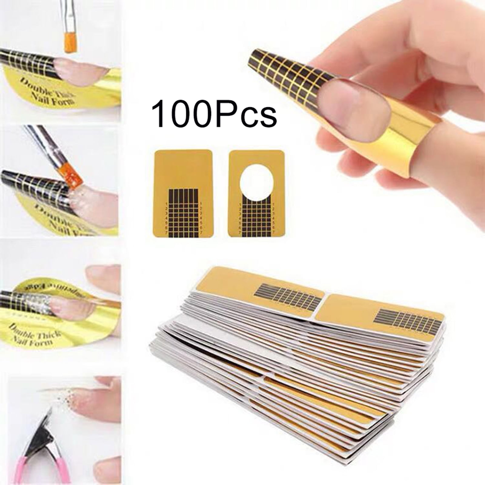 Demete 100Pcs/Set Acrylic Tip Gel Nails Forms Nail Stickers Expansion ...