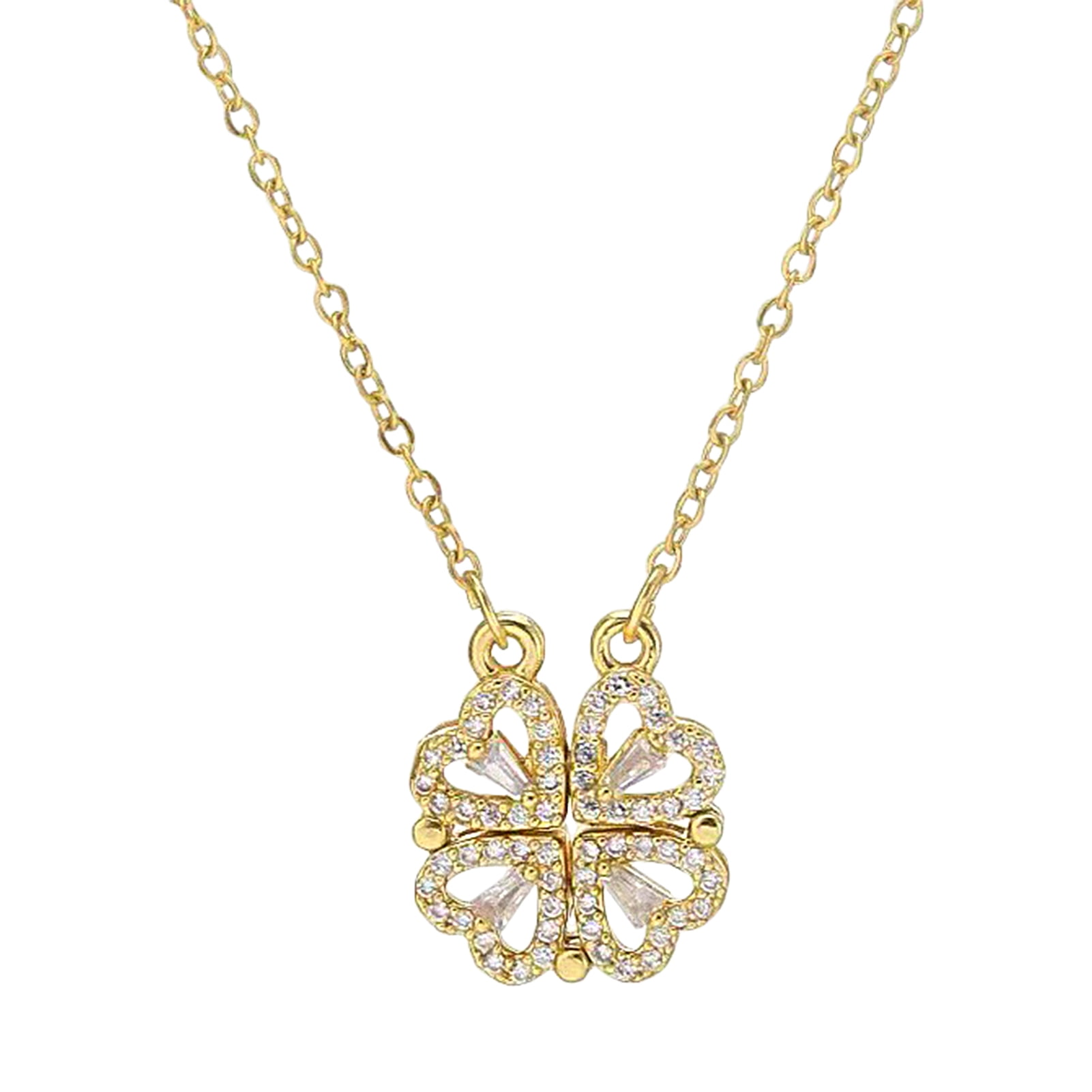 Demete Clavicle Chain Electroplating Rhinestone Two Ways Wearing Heart ...