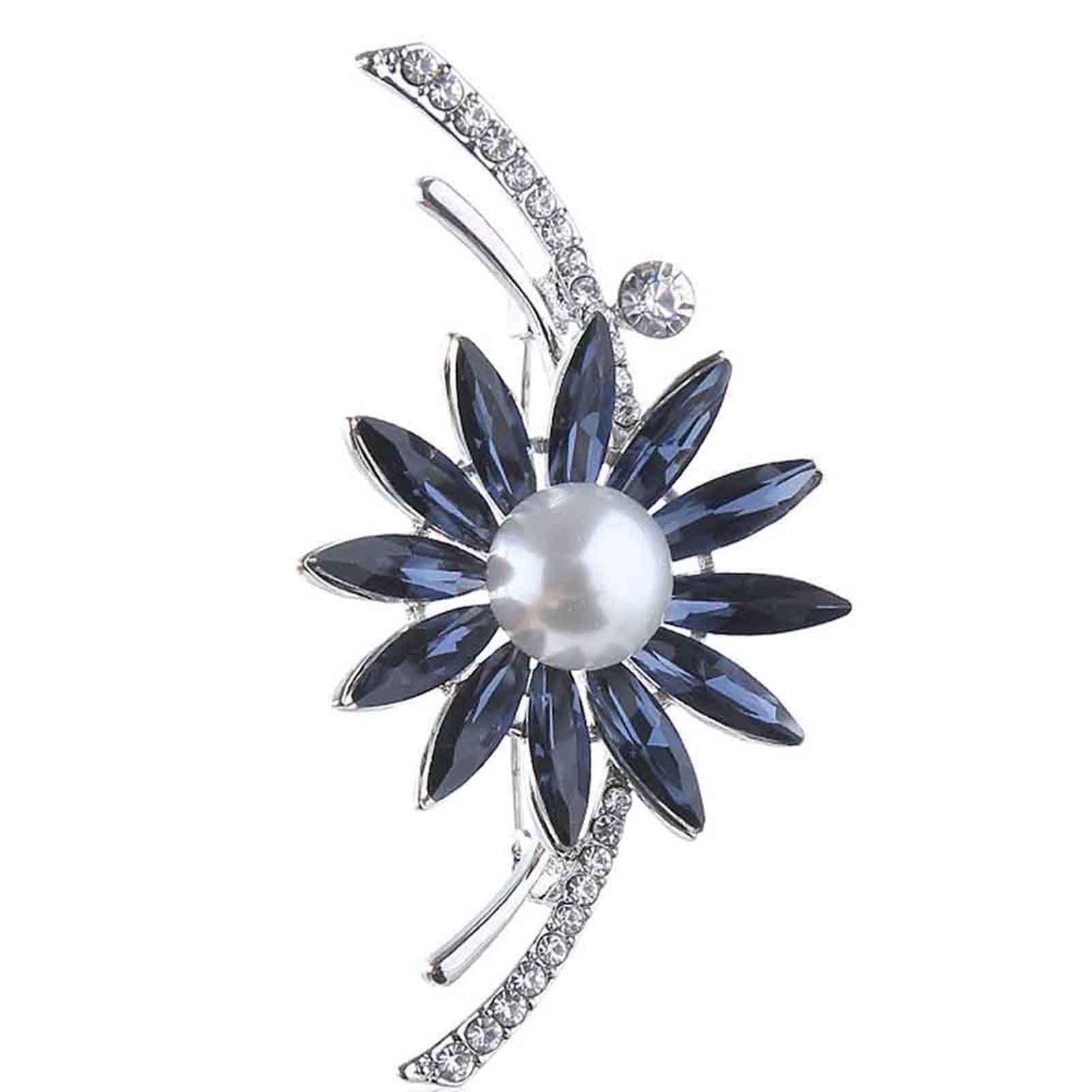 Demete Floral Brooch Pin for Women Rhinestone Design Flower Brooch ...
