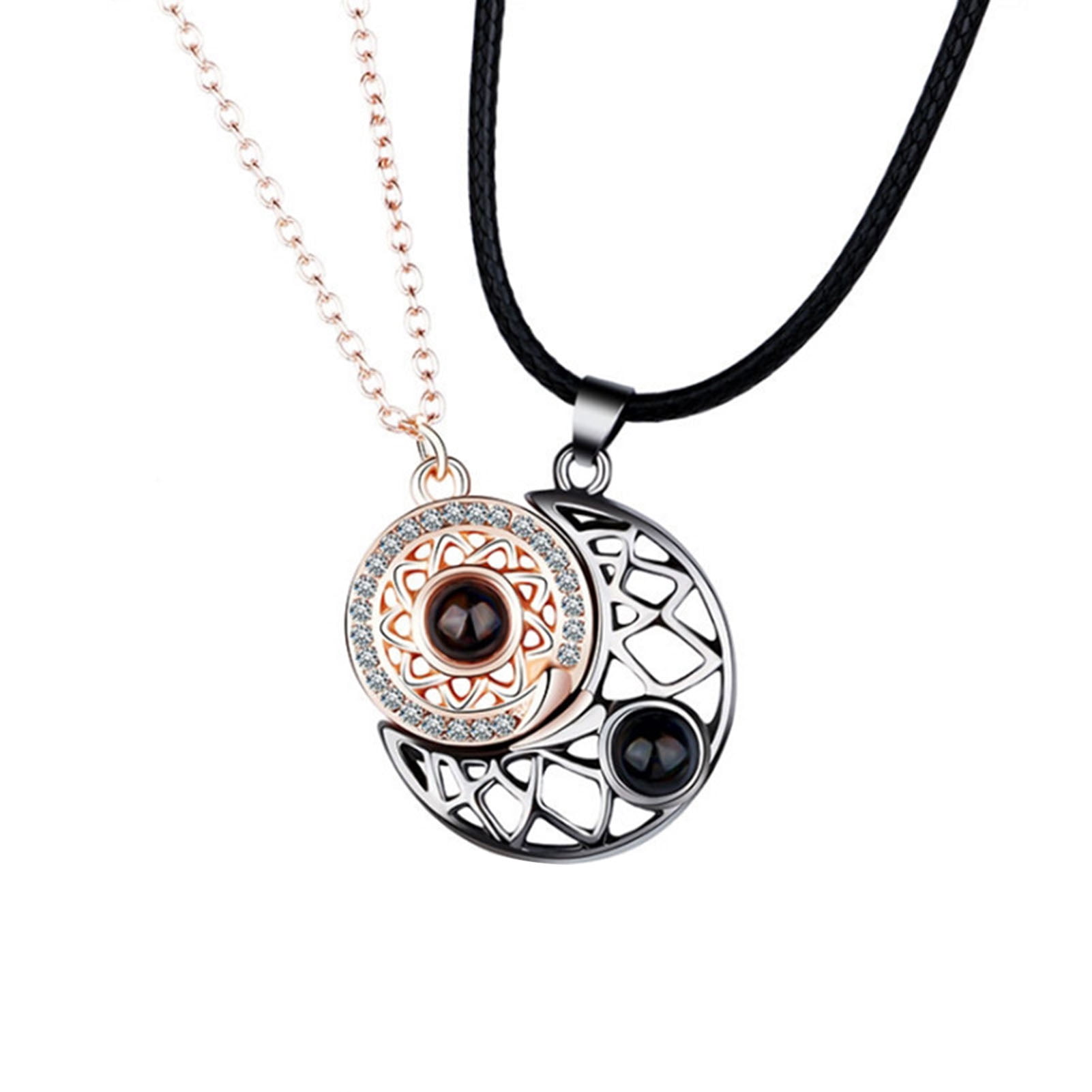 Demete Magnetic Matching Necklaces, Creative Moon Design, His-and-Hers ...
