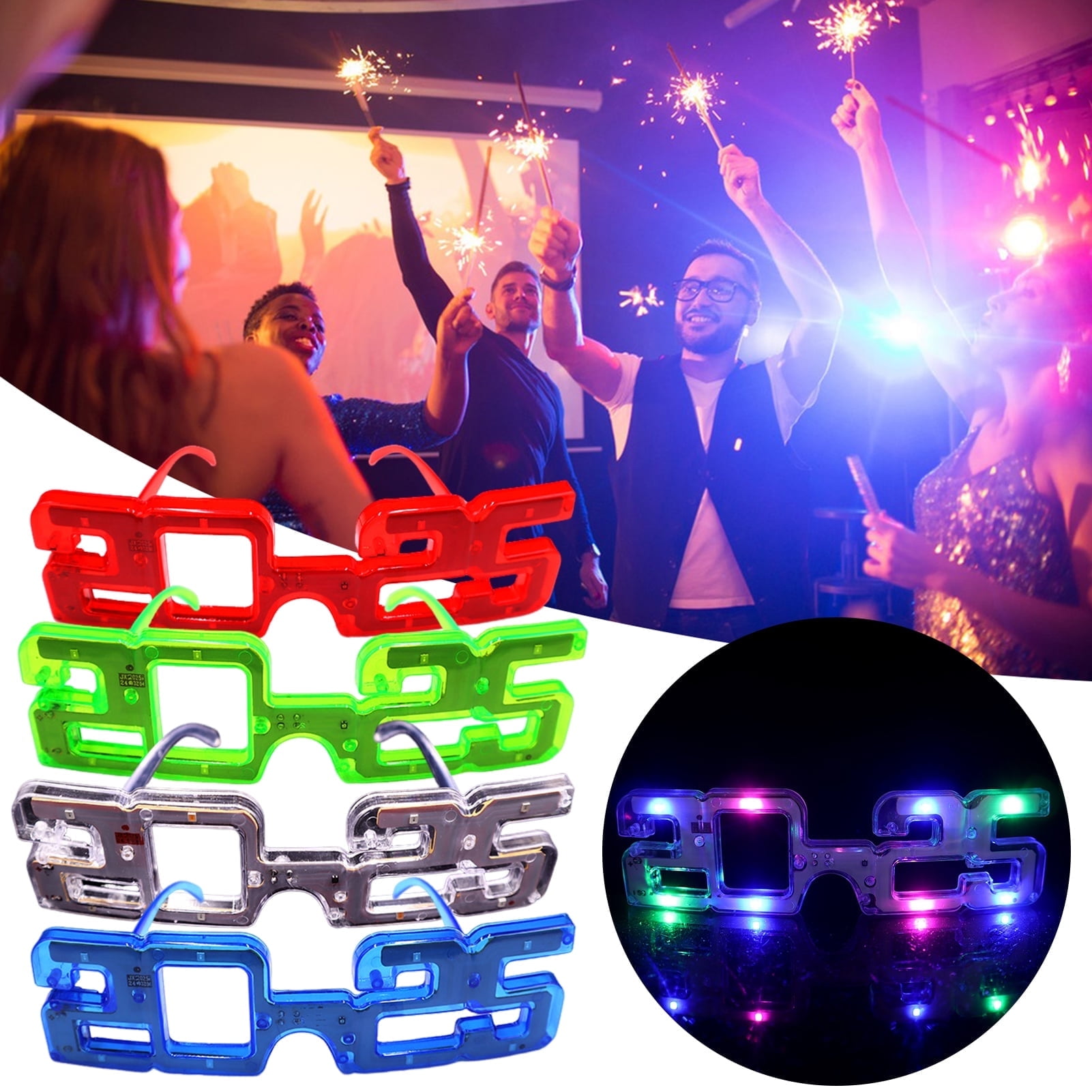 Demete New Year Party Glasses, LED Light-up Glasses, Flashing Glasses ...