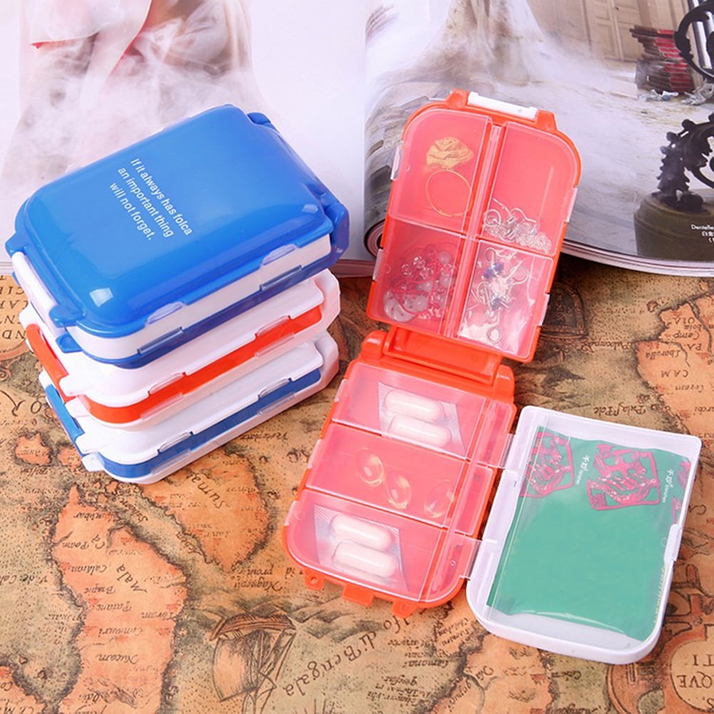 Demete Portable 8 Compartments Pill Organizer Folding Medicine Case ...