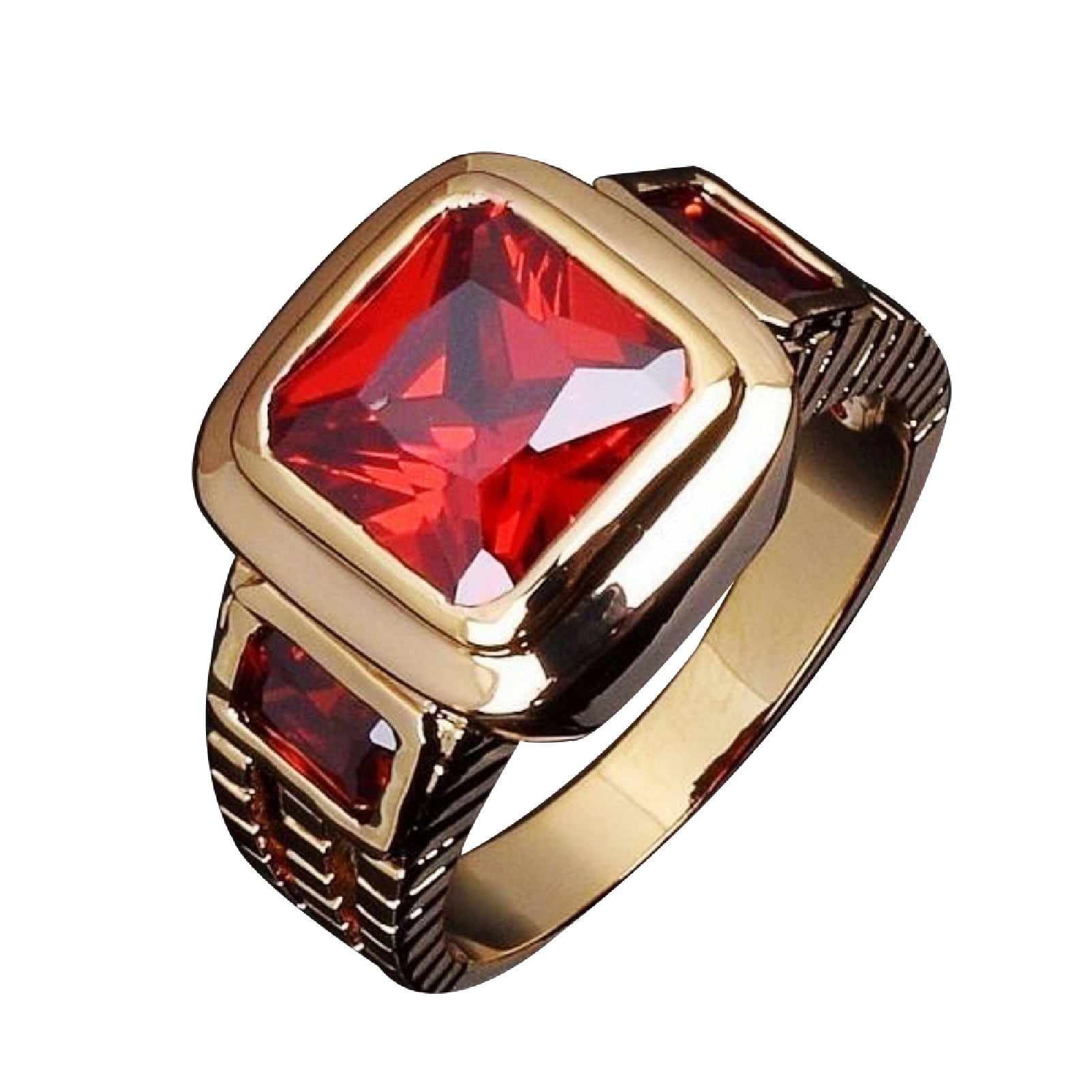 Demete Stainless Steel Business Man Ring, Square Shape with Faux ...