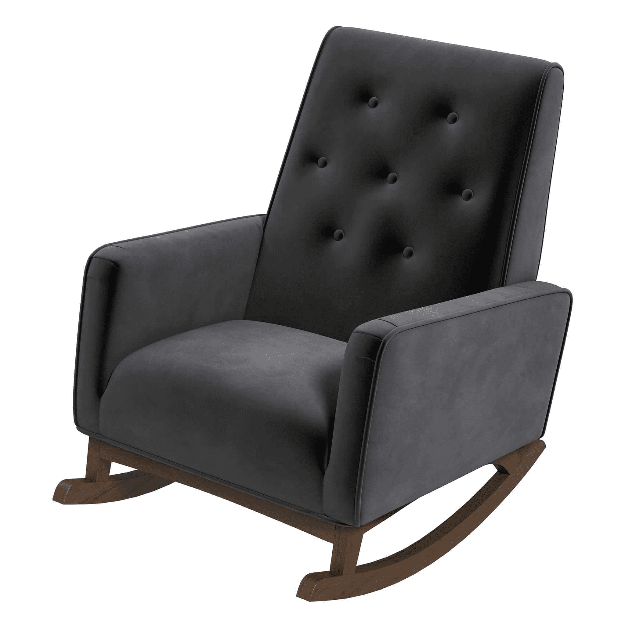 Demetrius Dark Grey Fabric Solid Wood Rocking Chair,Dark Gray,Wood ...