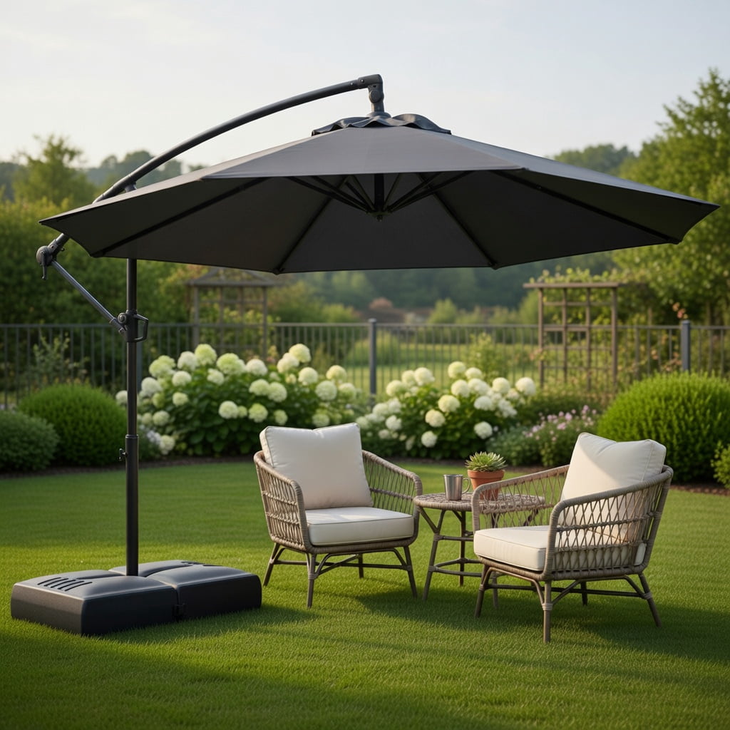 Demi Bonn 10 ft Offset Cantilever Patio Umbrella with Tilt & 360 ...