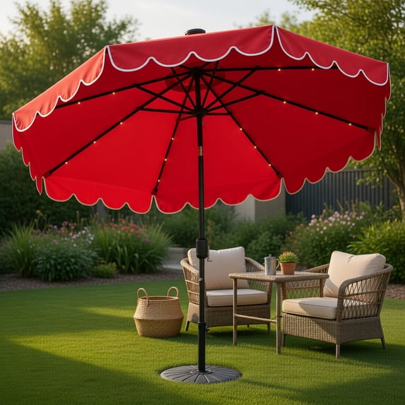 Demi Bonn 10FT Ventilated Solar Powered Patio Umbrella, 24 LED Lights ...