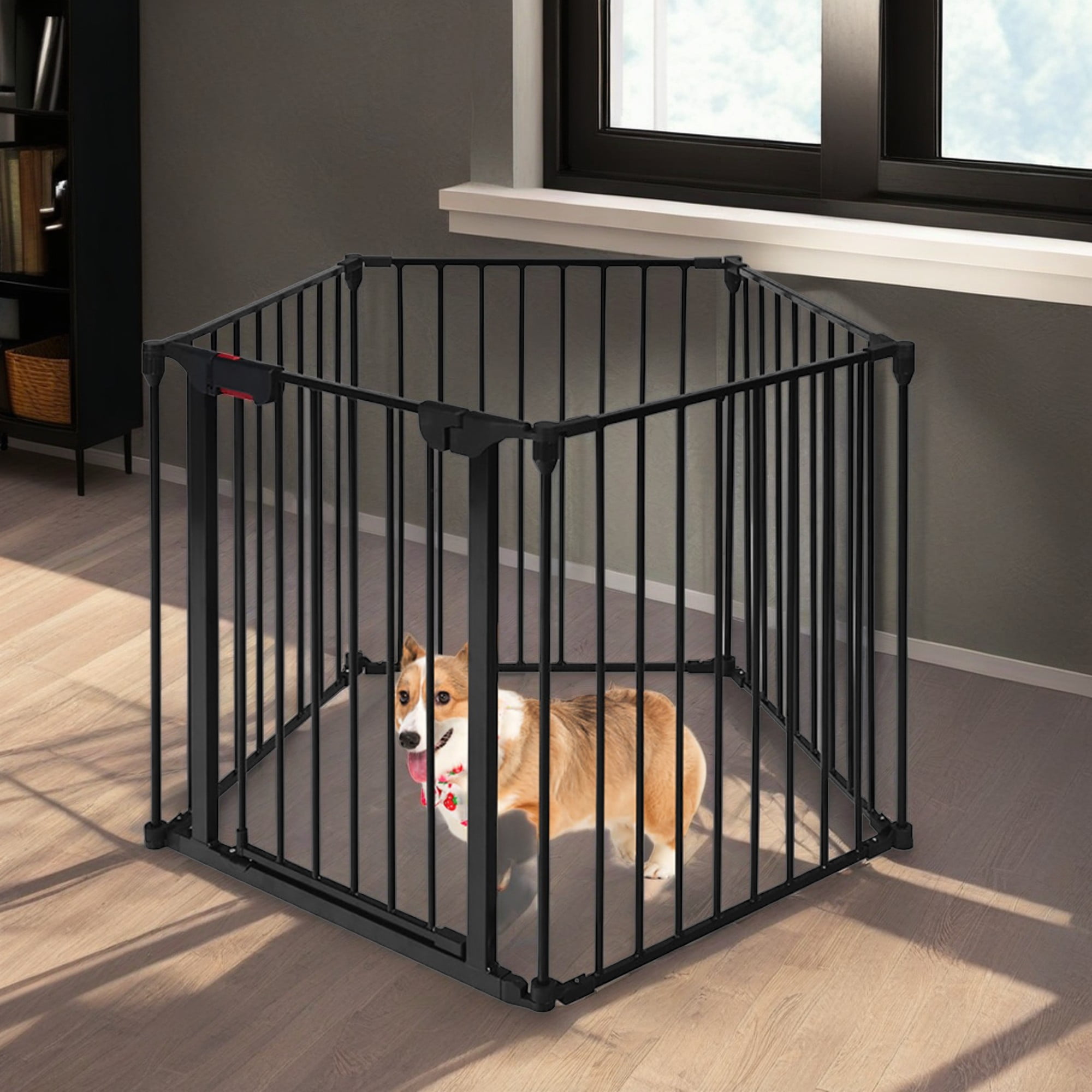 Demi Bonn 121" Wide Configurable Dog Fence, Fireplace Safety Fence ...