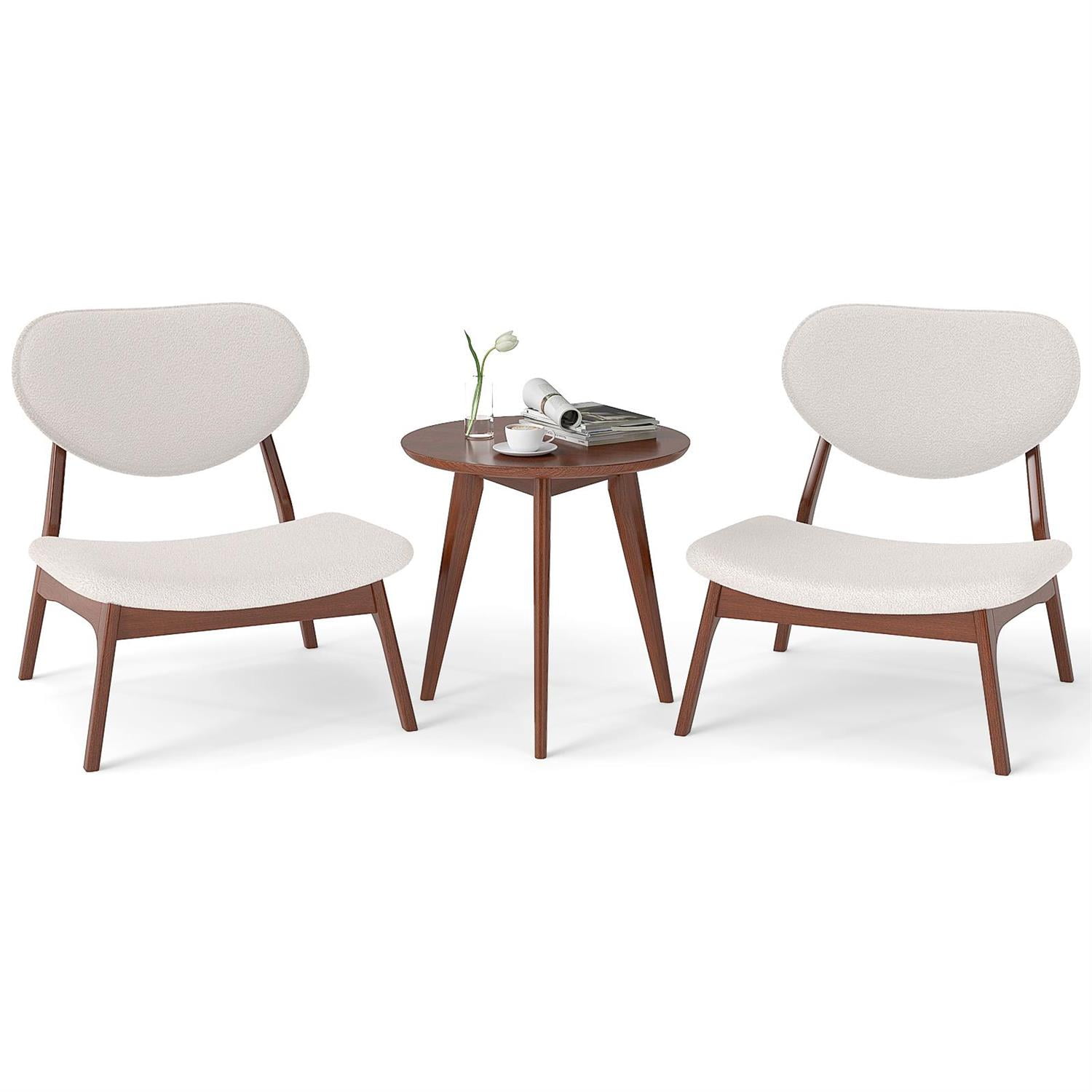 Demi Bonn 2-Piece Accent Chair Set with Side Table - Solid Wood Frame ...