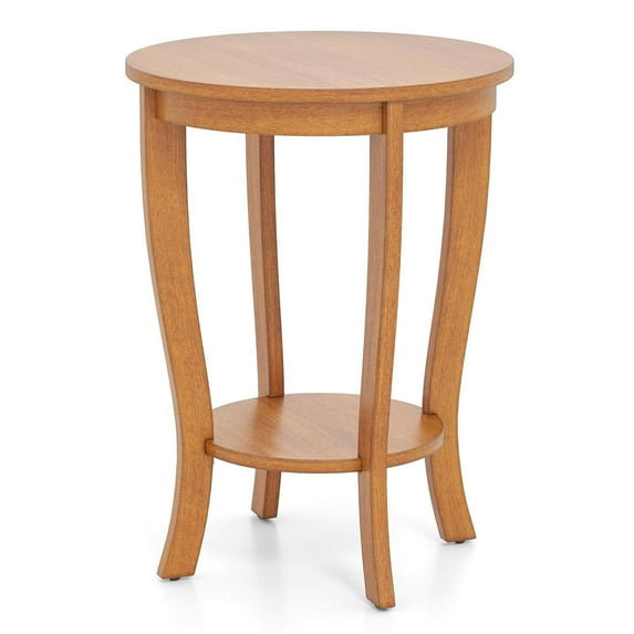 Demi Bonn 2-Tier Round End Table, Solid Wood Legs, Non-Slip Foot Pads ...