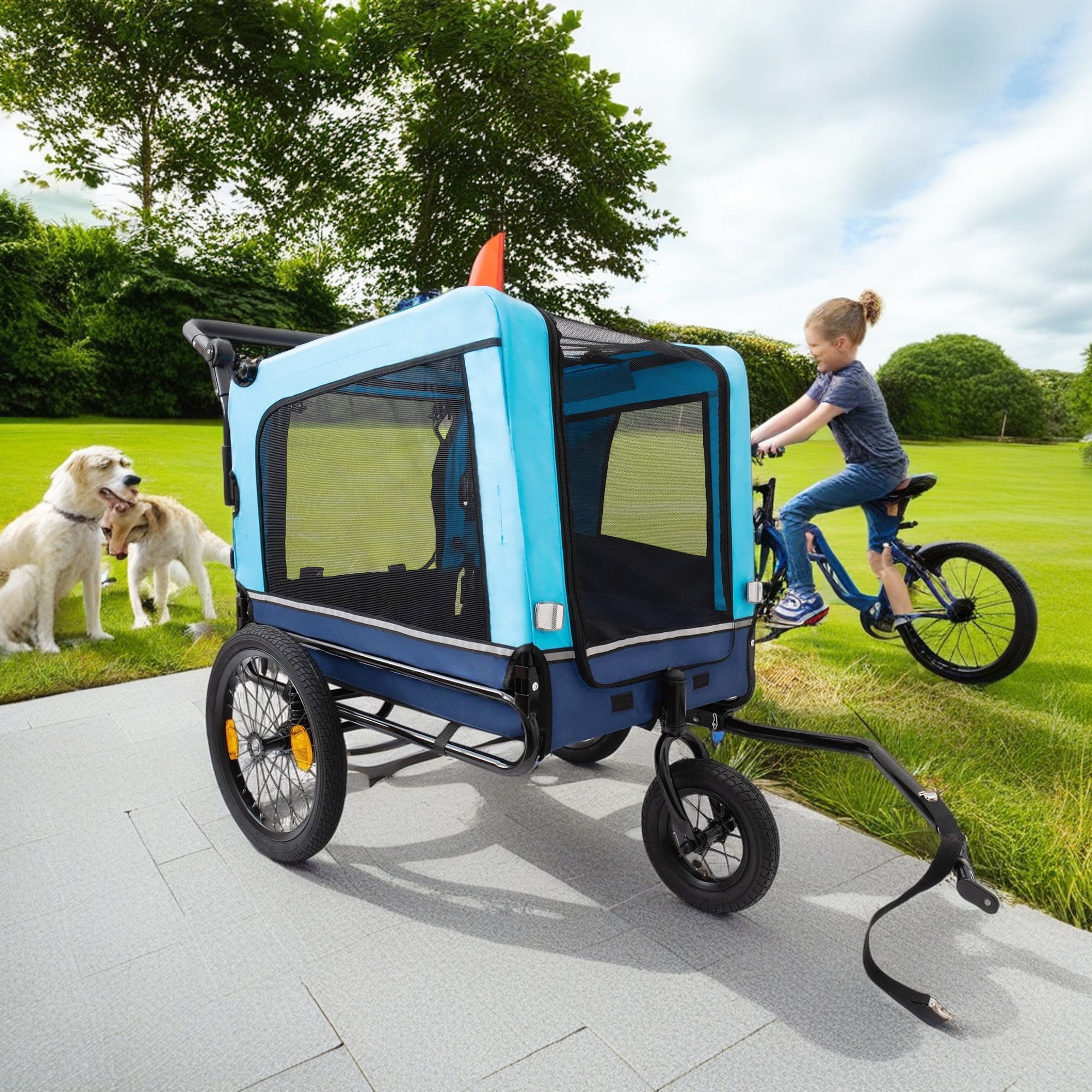 Demi Bonn 2-in-1 Dog Bike Trailer, Outdoor Heavy Pet Stroller Bicycle ...