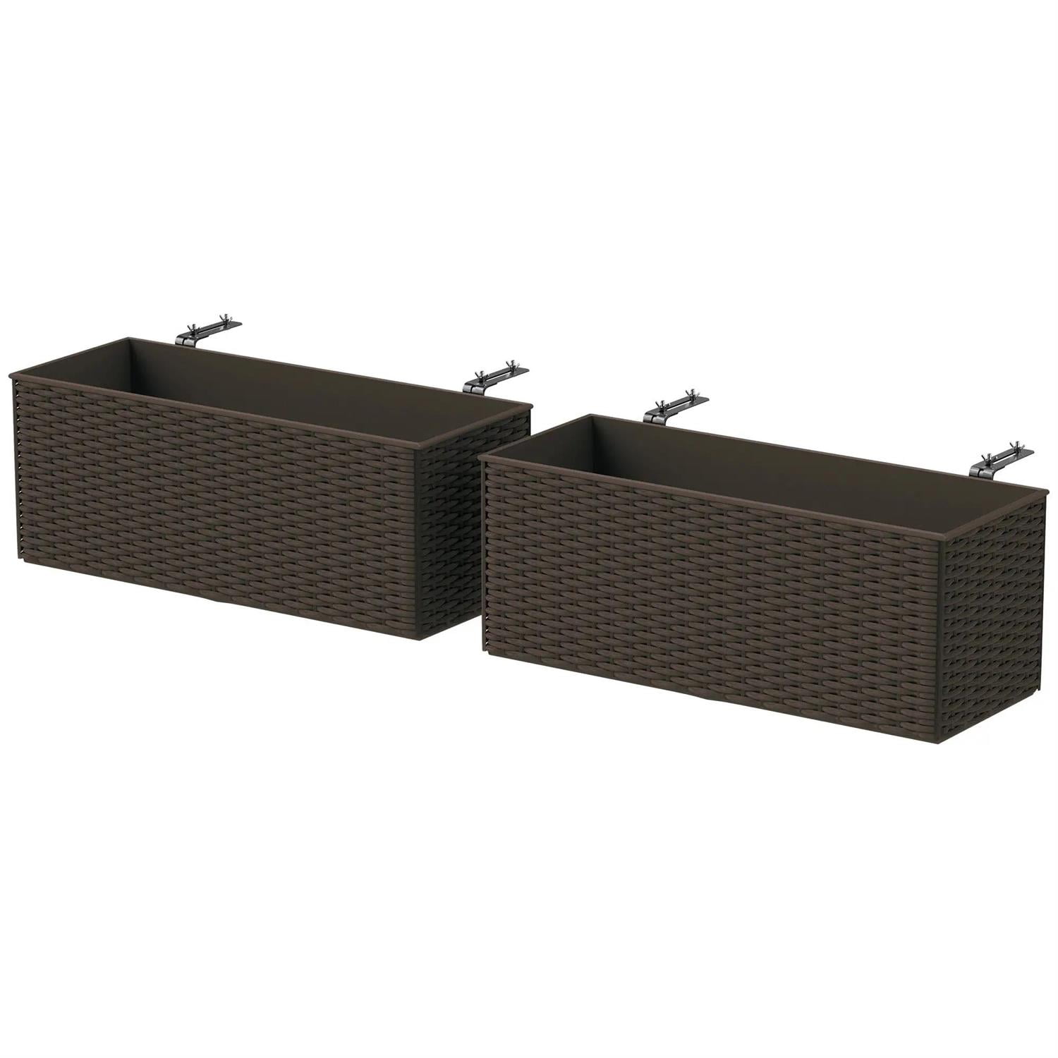 Demi Bonn 20" Decorative Railing Flower Pots Set of 2, Self-Watering ...