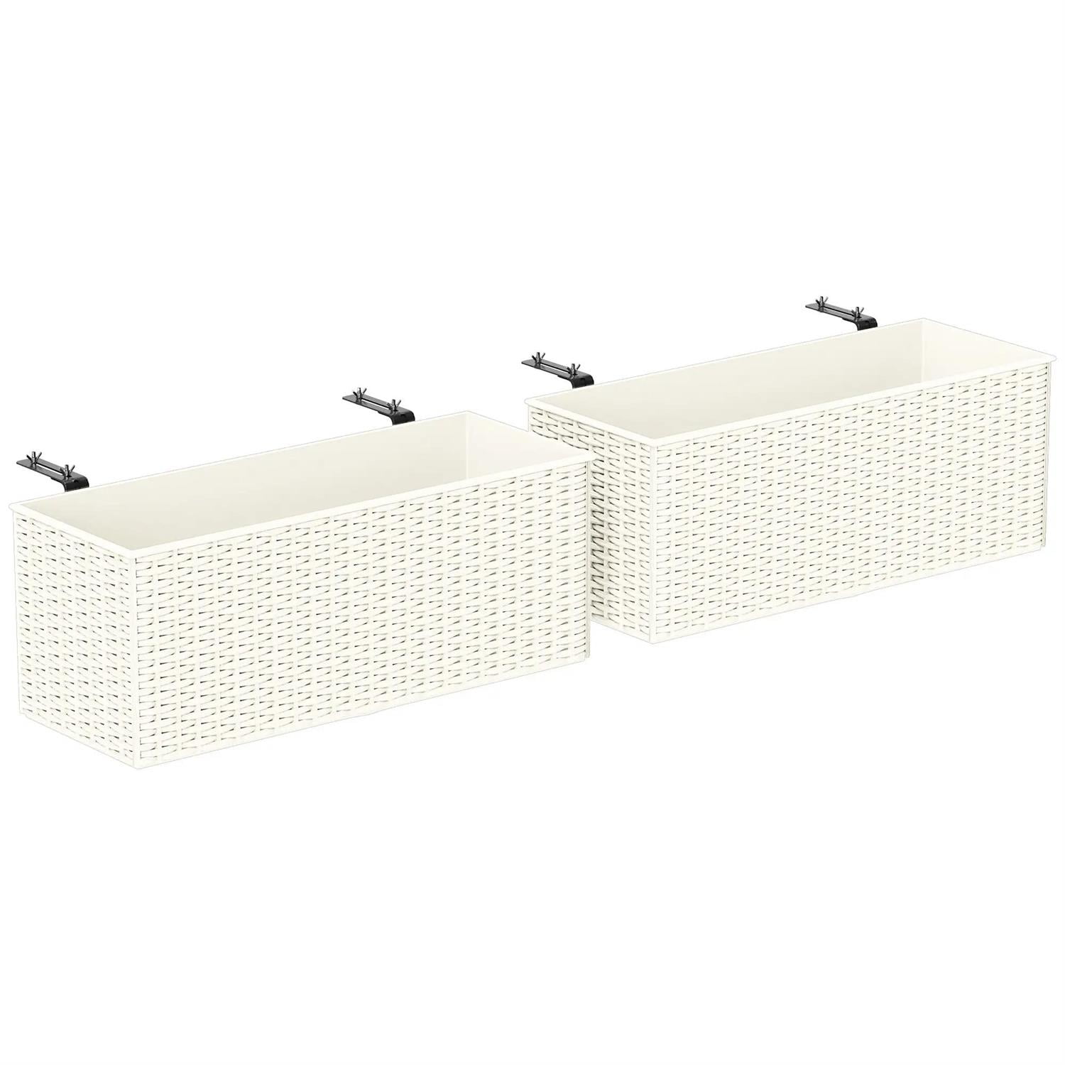 Demi Bonn 20" Decorative Railing Flower Pots Set of 2, Self-Watering ...