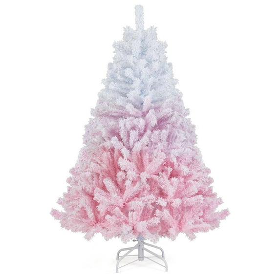 Demi Bonn 2025 5 FT White & Pink Artificial Christmas Tree - 456 Flocked Tips, Hinged ...