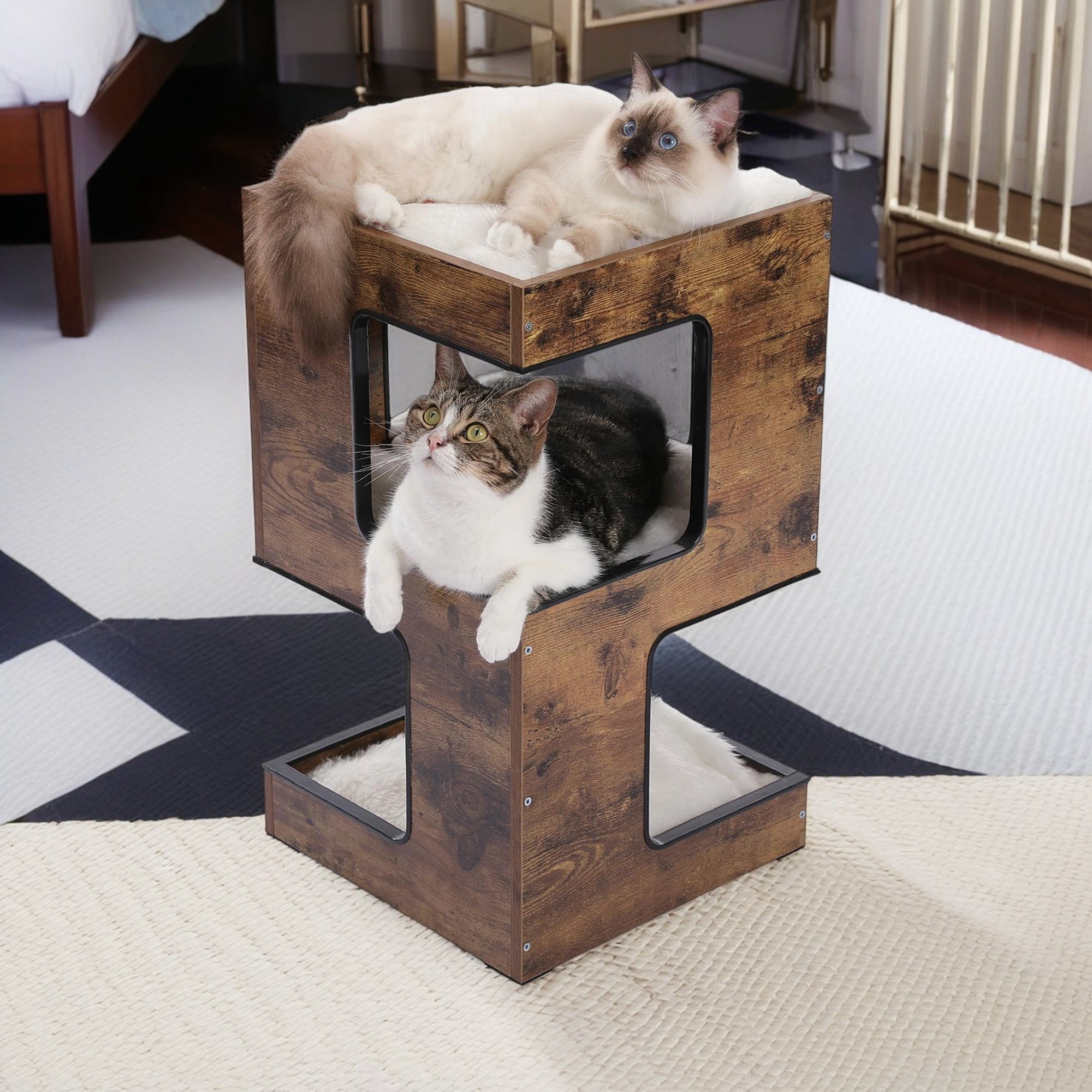 Demi Bonn 23" Wood Cat House Furniture for Indoor Cats, Modern Cat Tree ...