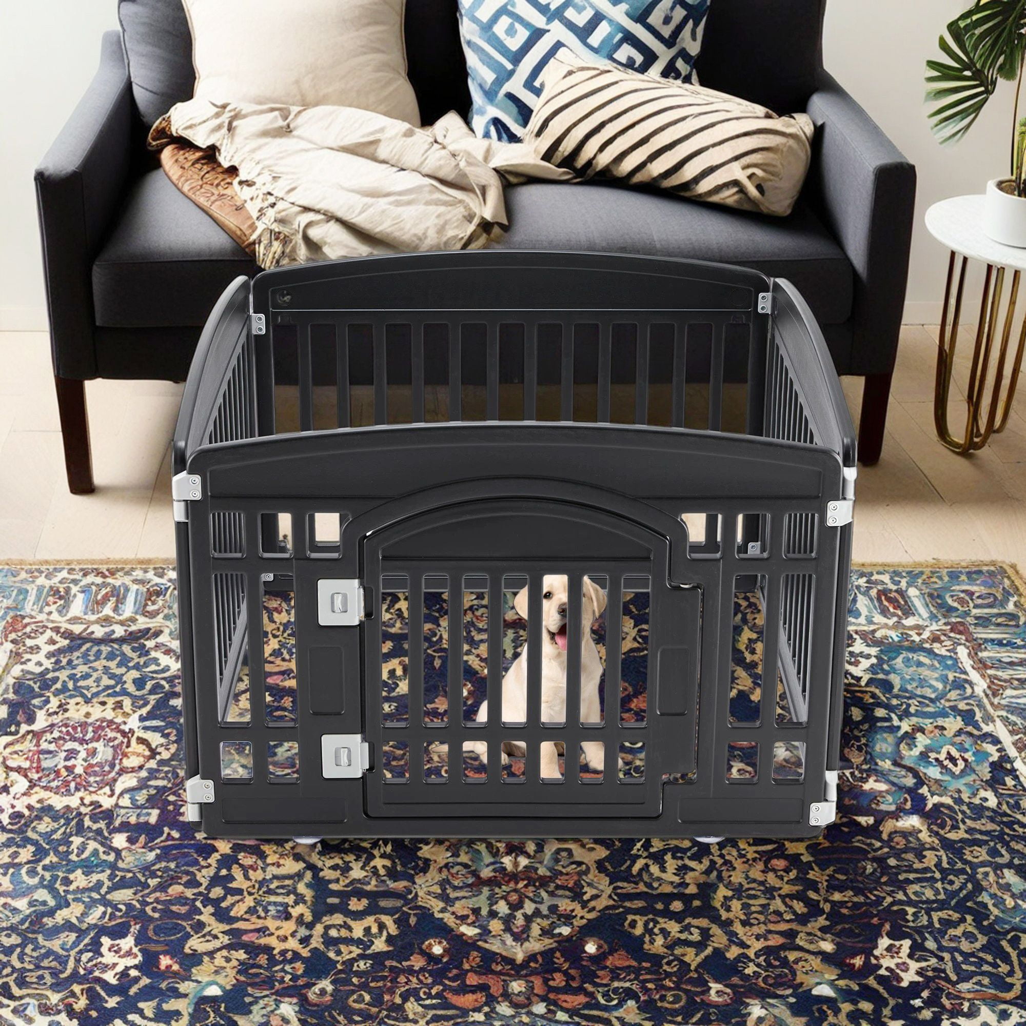 Demi Bonn 24" Dog Playpen 4-Panel Adjustable Folding Portable Pet Fence ...