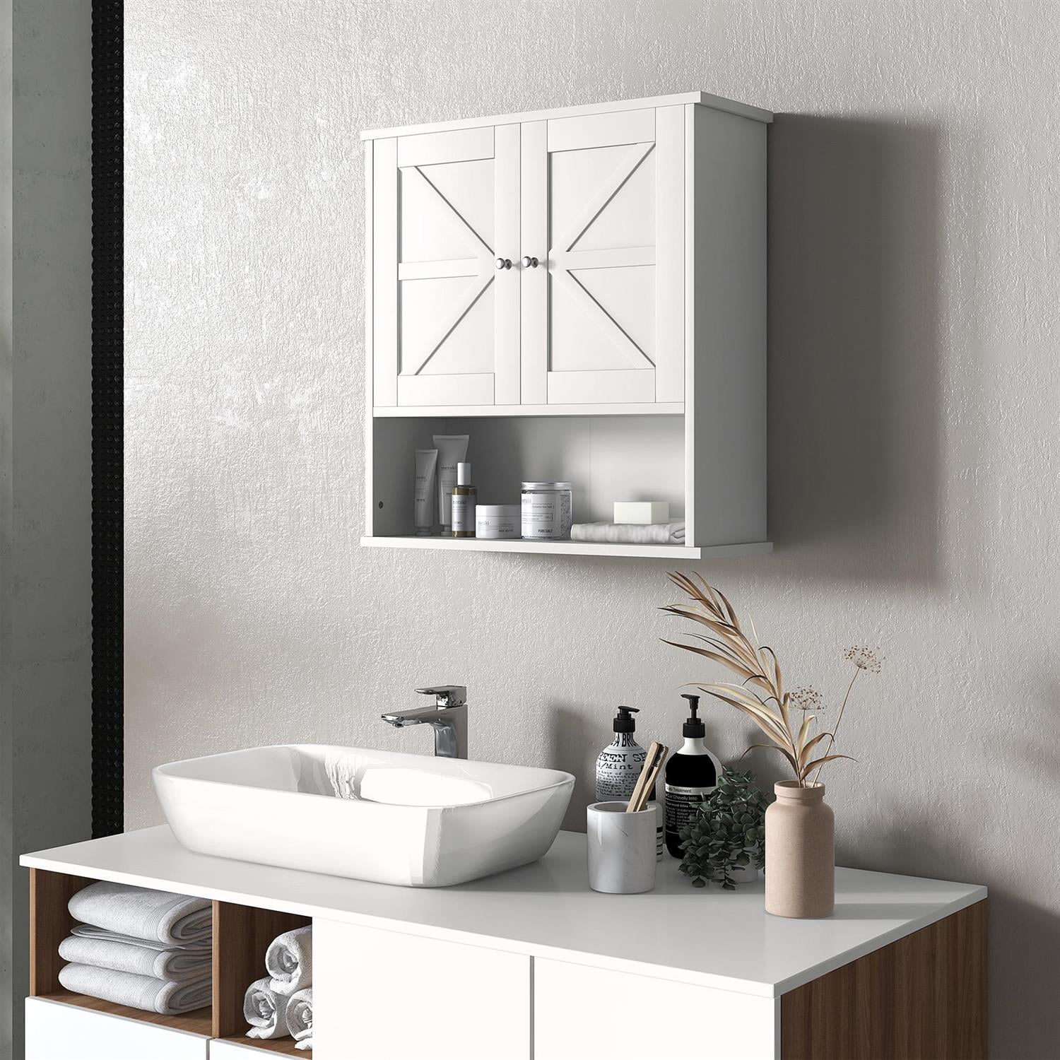 Demi Bonn 24" Farmhouse Style Medicine Cabinet with Barn Doors and ...