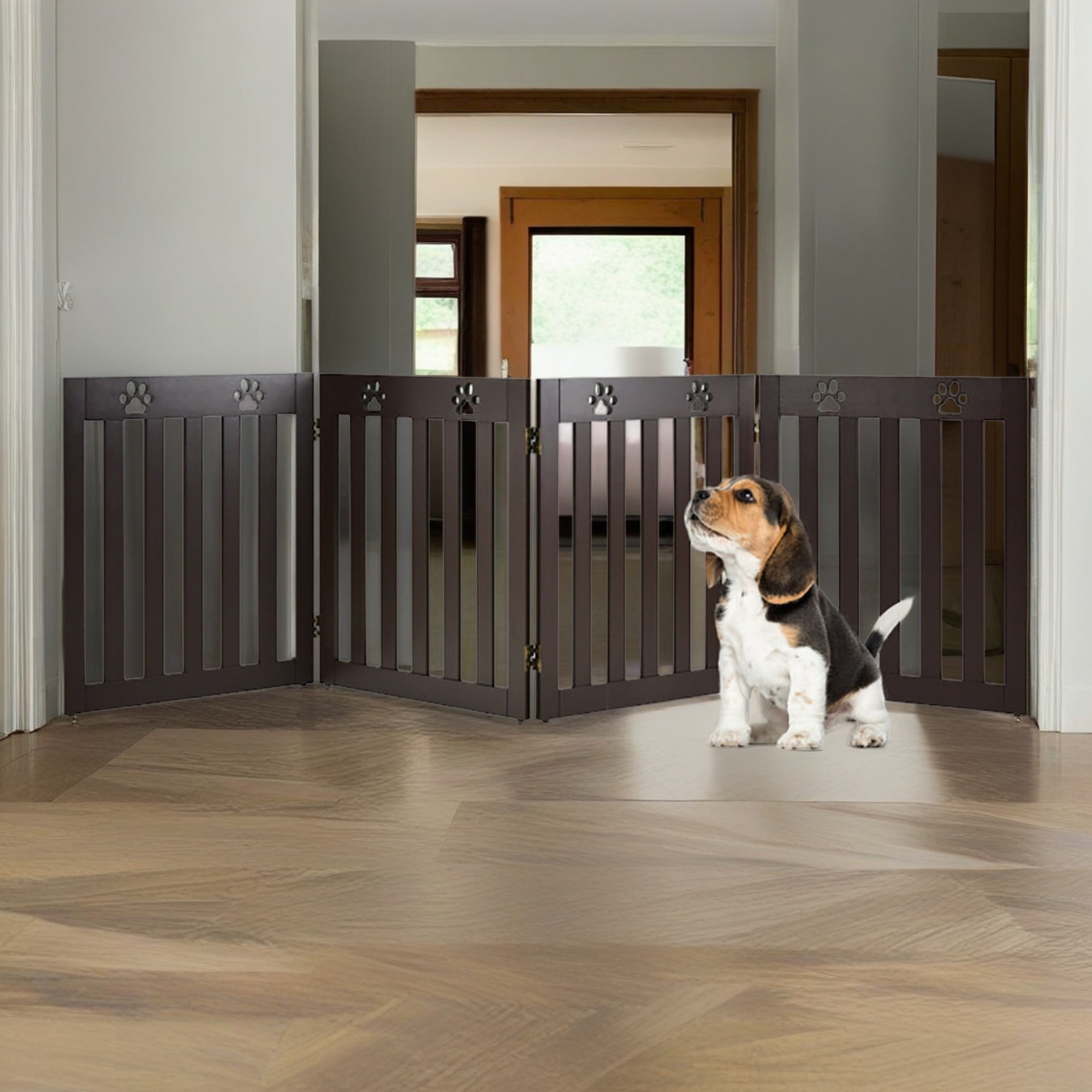 Demi Bonn 24" Folding Freestanding Pet Gate for Dogs, 4 Panels Foldable ...