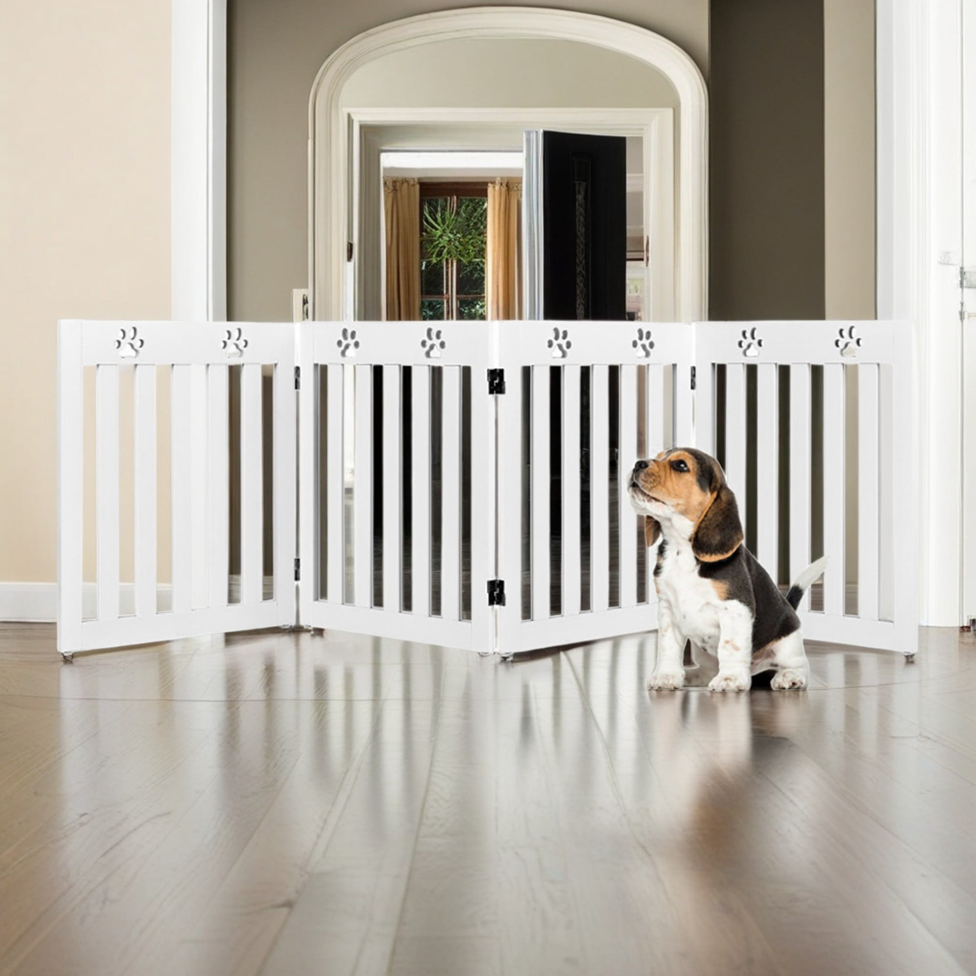 Demi Bonn 24" Folding Freestanding Pet Gate for Dogs, 4 Panels Foldable ...