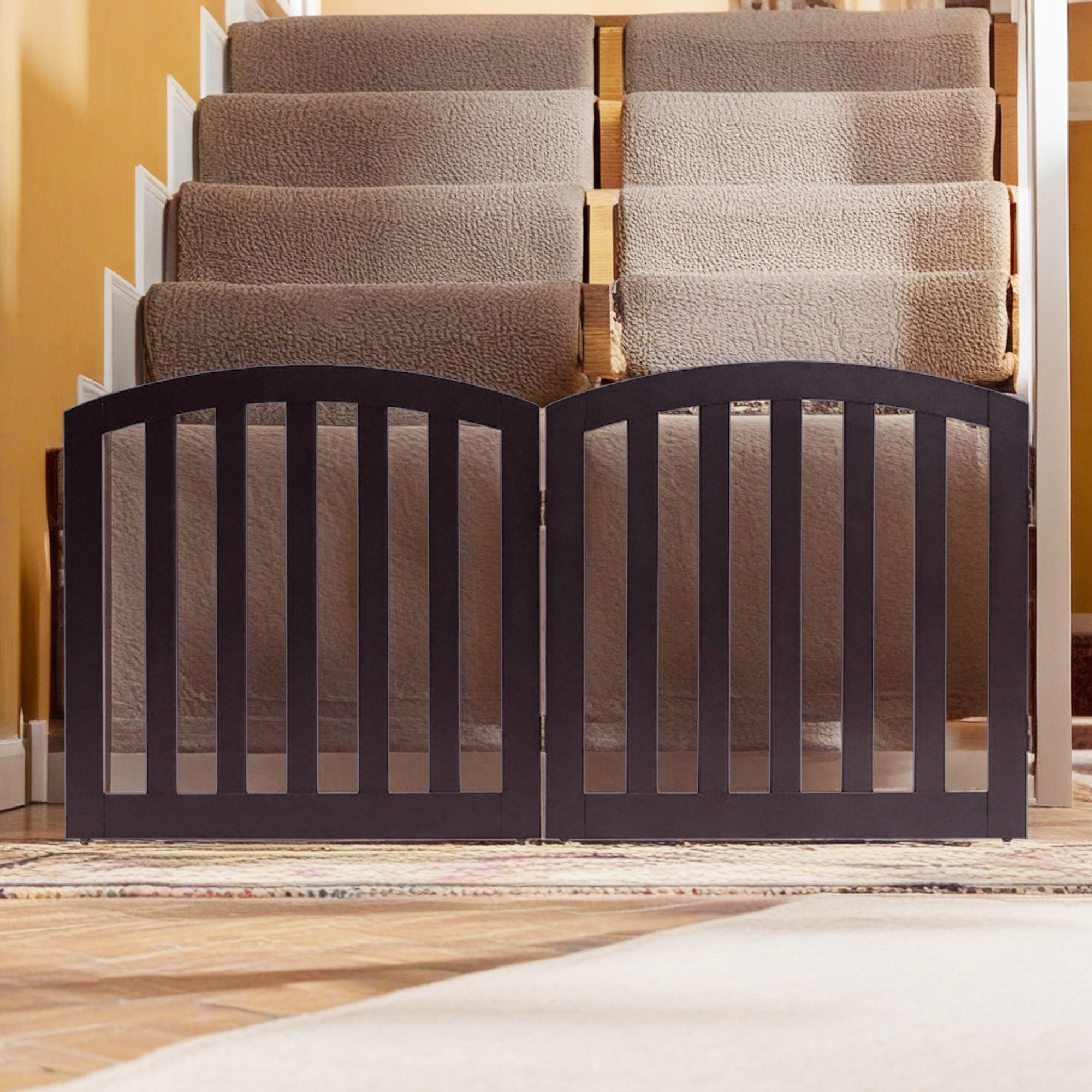 Demi Bonn 24" Folding Wood Pet Gate with Arched Top, 2-Panel Indoor ...