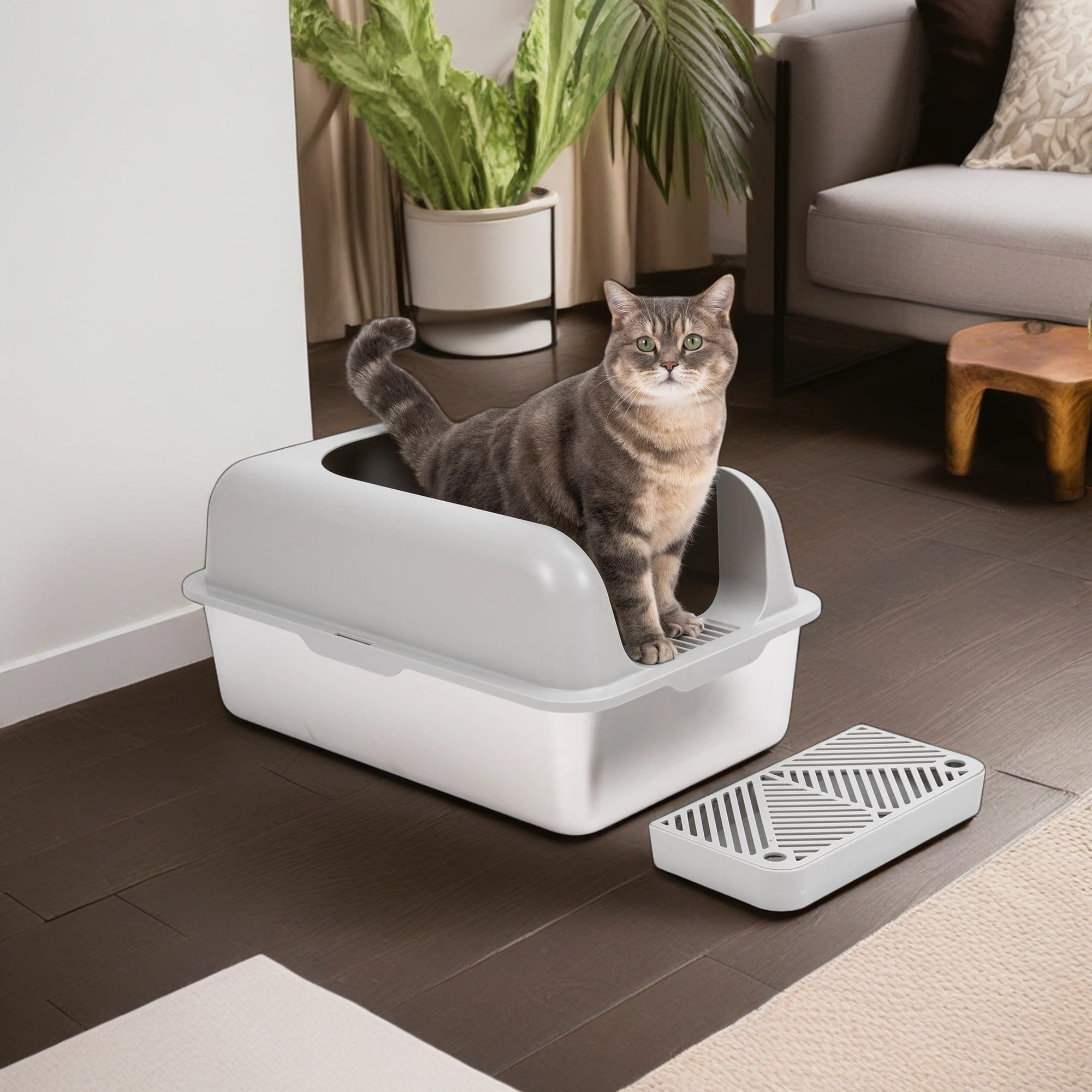 Demi Bonn 24" Large Stainless Steel Cat Litter Box with Handy Litter ...