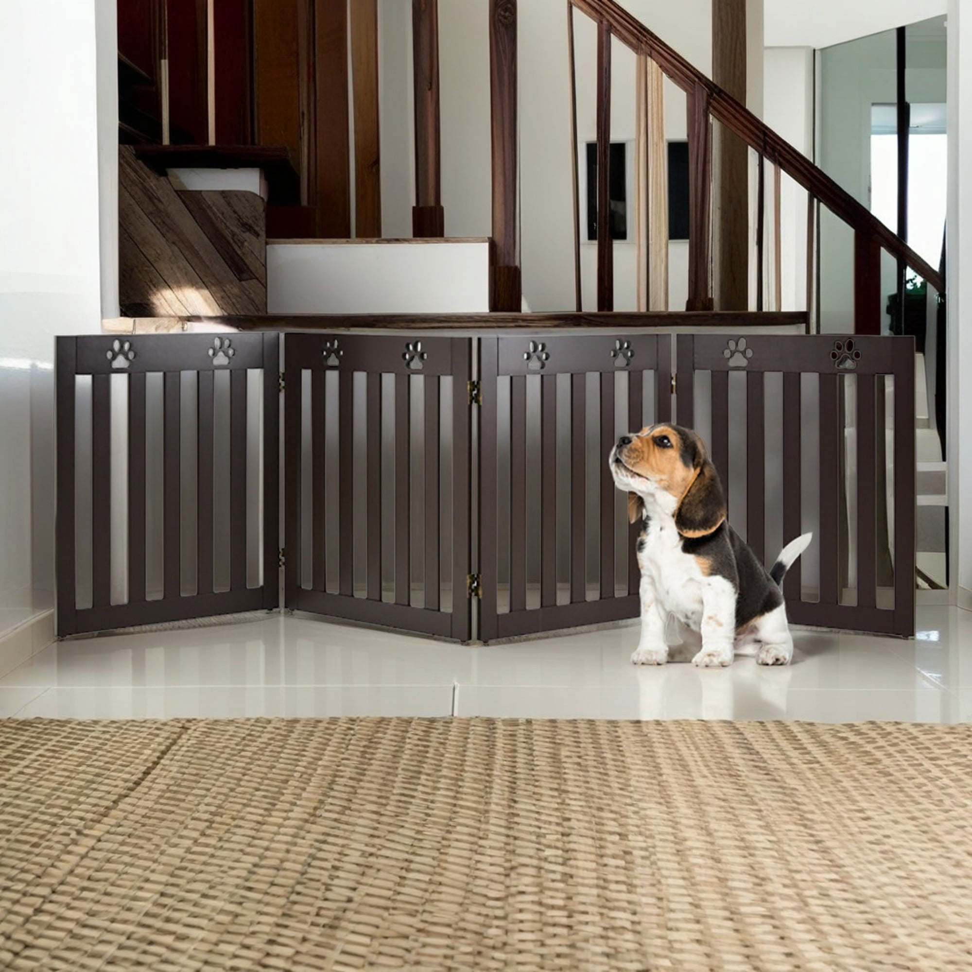 Demi Bonn 24" Wood Freestanding Pet Gate for Dogs with 360° Hinge, 4 ...