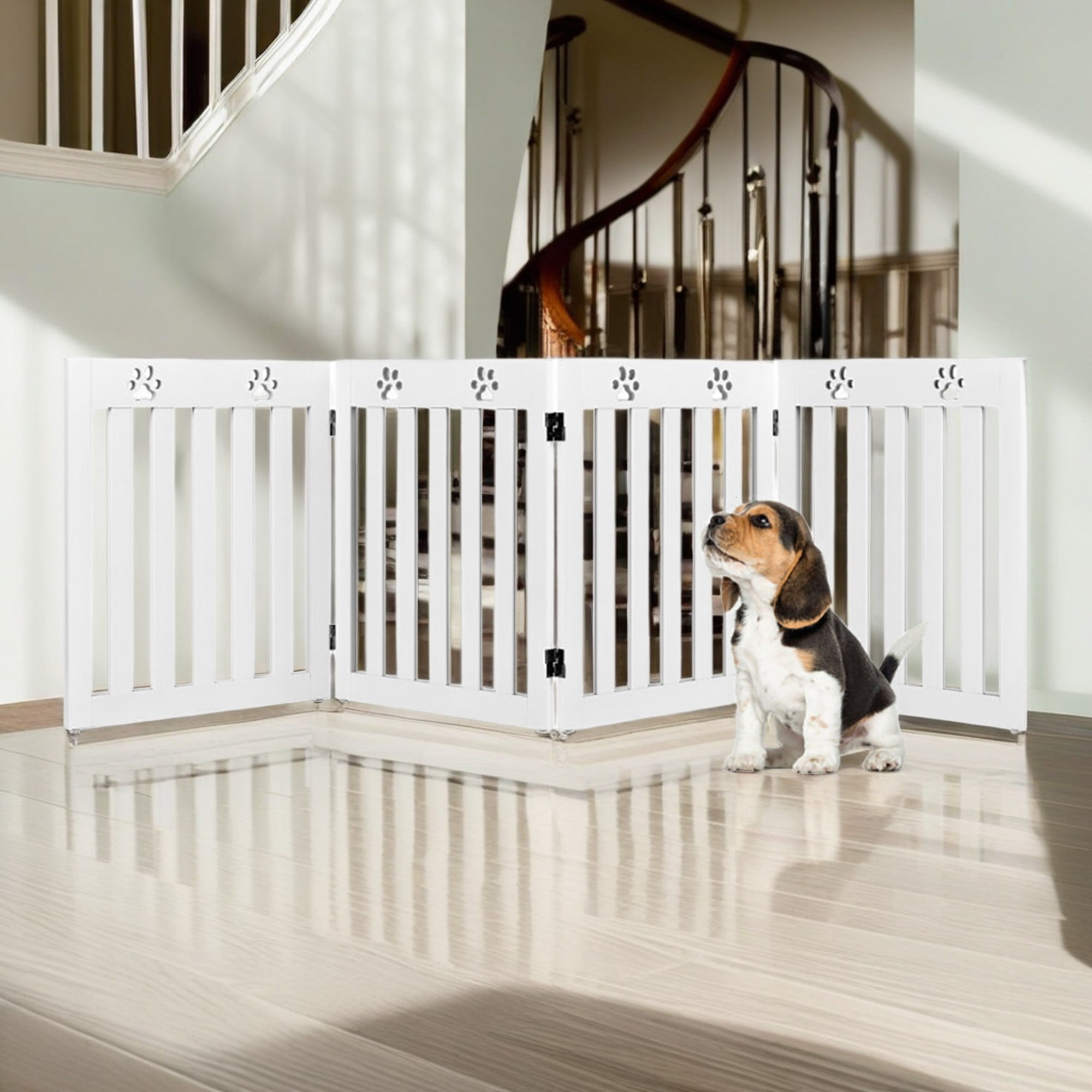 Demi Bonn 24" Wood Freestanding Pet Gate for Dogs with 360° Hinge, 4 ...